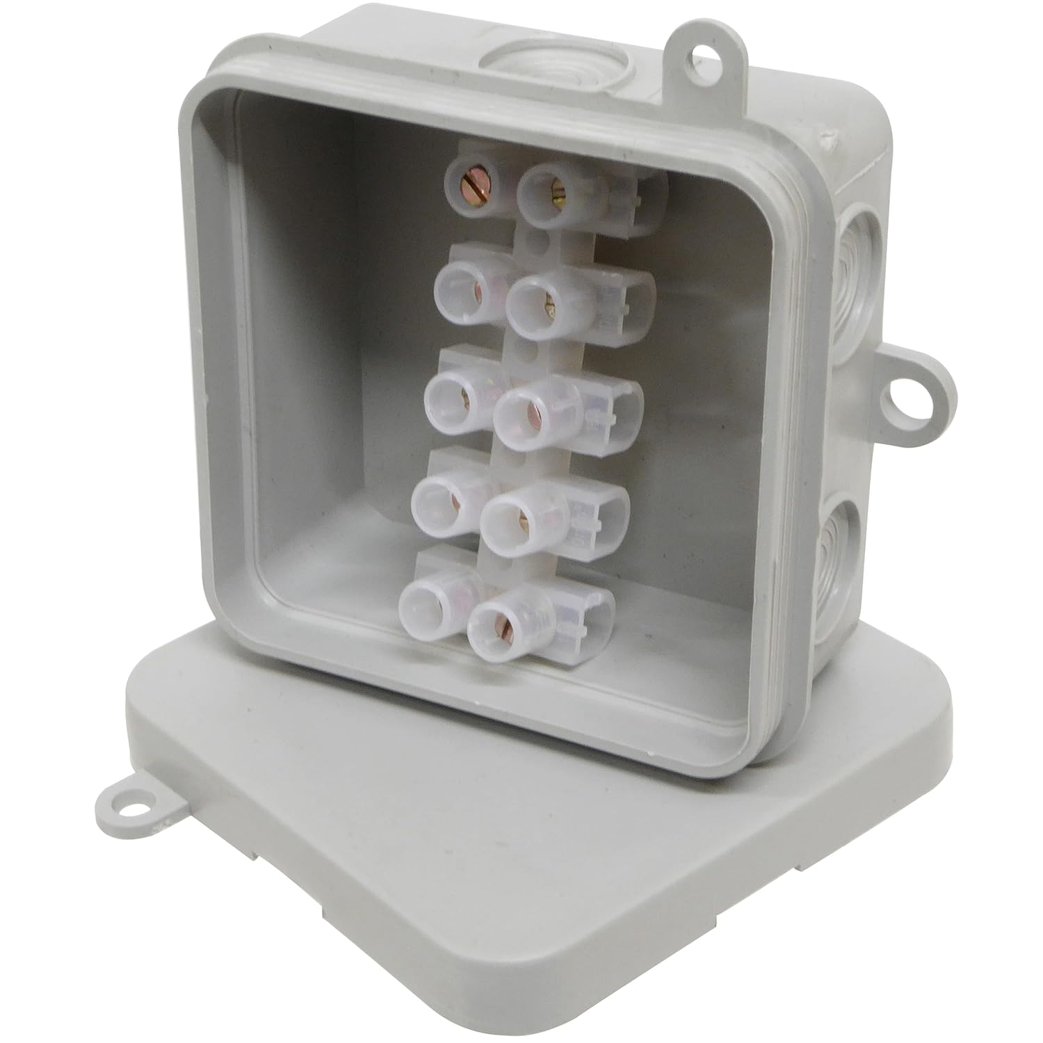 IP44 Junction Box with Push on Lid and 15A 5 Way Strip Connector for ...