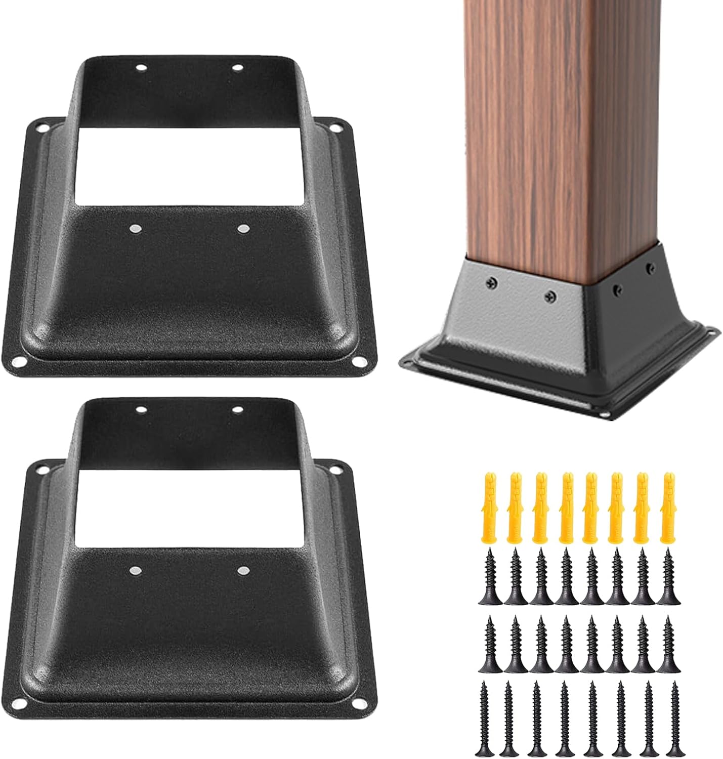 2Pcs 4x4 Post Base, Internal 3.5"x3.5" Heavy Duty Powder-Coated Steel ...