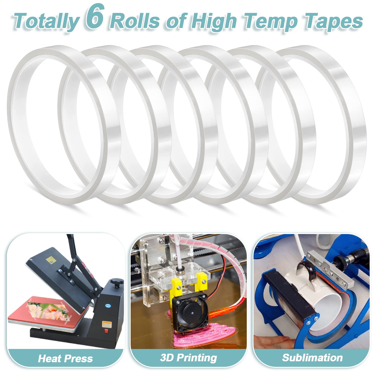 Snapklik.com : Selizo 6 Pack Heat Tape For Heat Press Sublimation, Heat ...