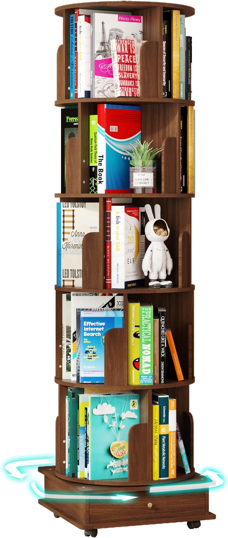Amazon.com: Solid Wood Rotating Book Shelf, 360° Display Bookcase with ...