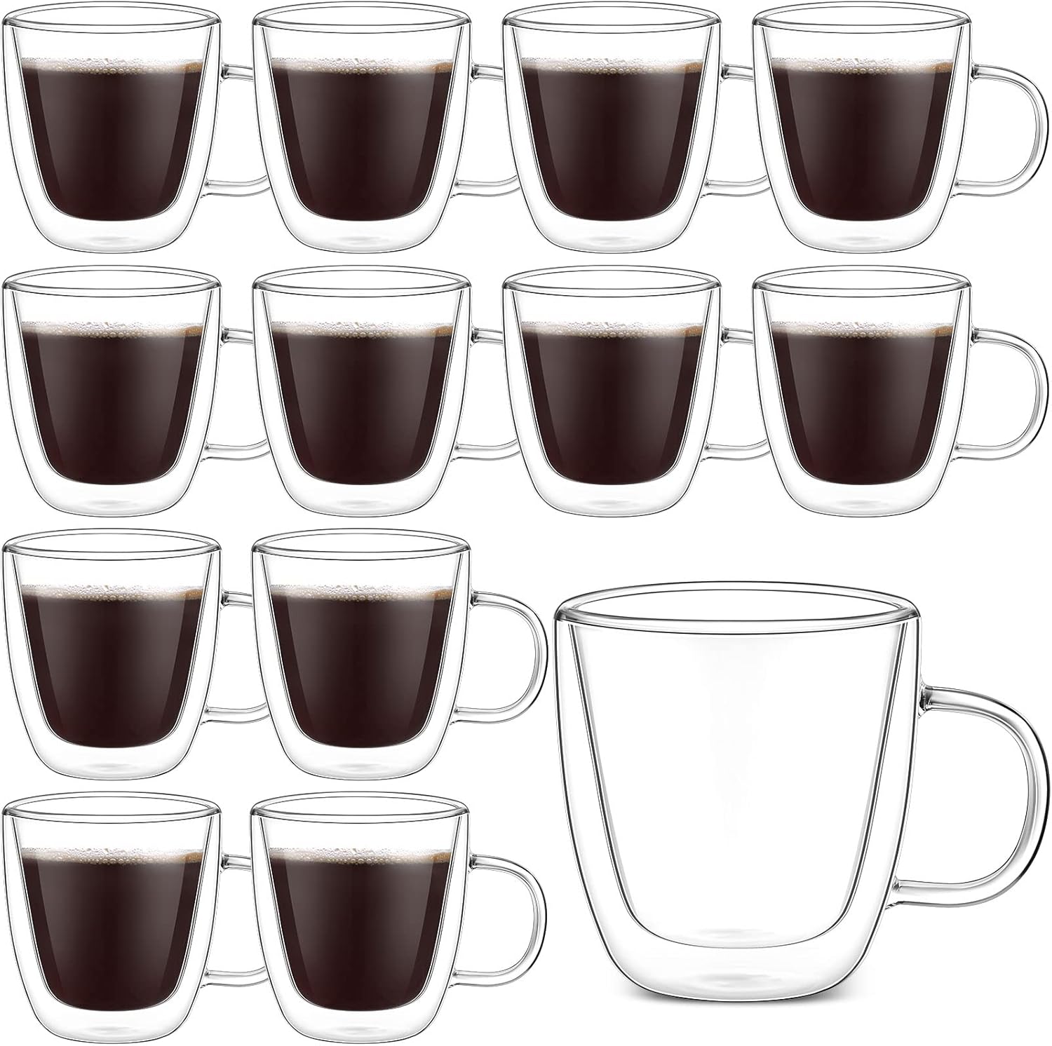 Amazon.com | Eccliy 12 Pcs Espresso Cups, 5 oz 160ml Double Wall ...