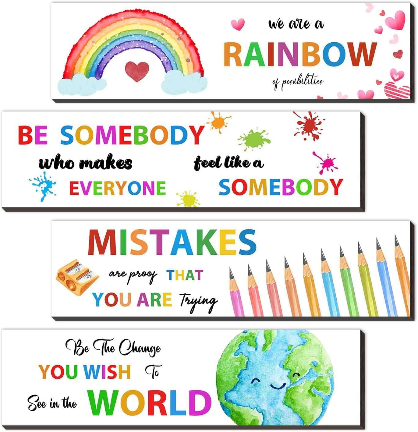 Amazon.com : 4 Pieces Playroom Decor Kids Room Wall Decor Wooden Sign ...