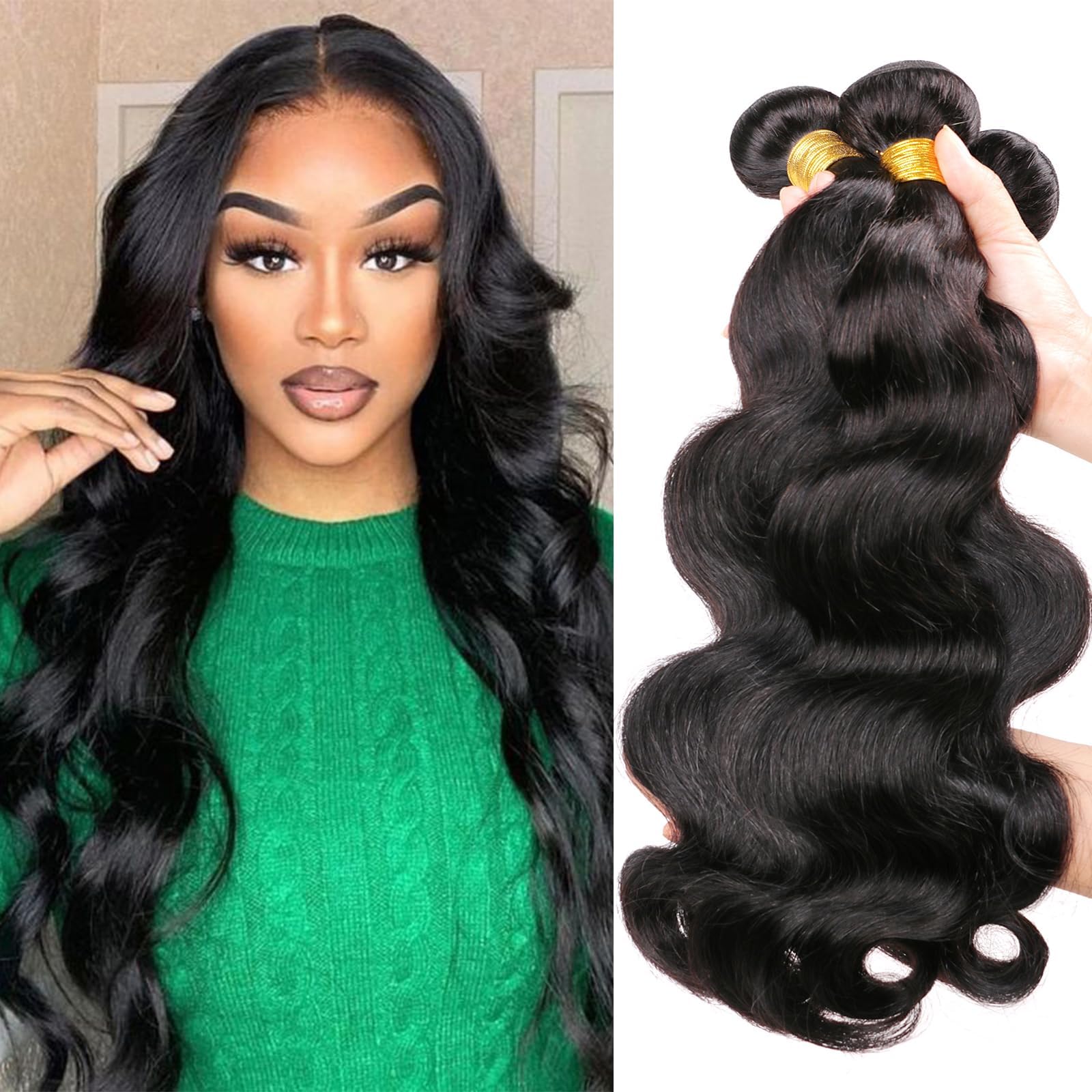 Amazon.com : DaiMer Brazilian Body Wave Virgin Hair Weave 3 Bundles 16 ...