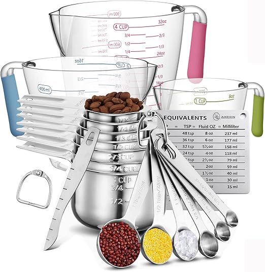 Amazon.com: AIKEXIN 20-Piece Measuring Cups and Spoons Set, Nesting ...