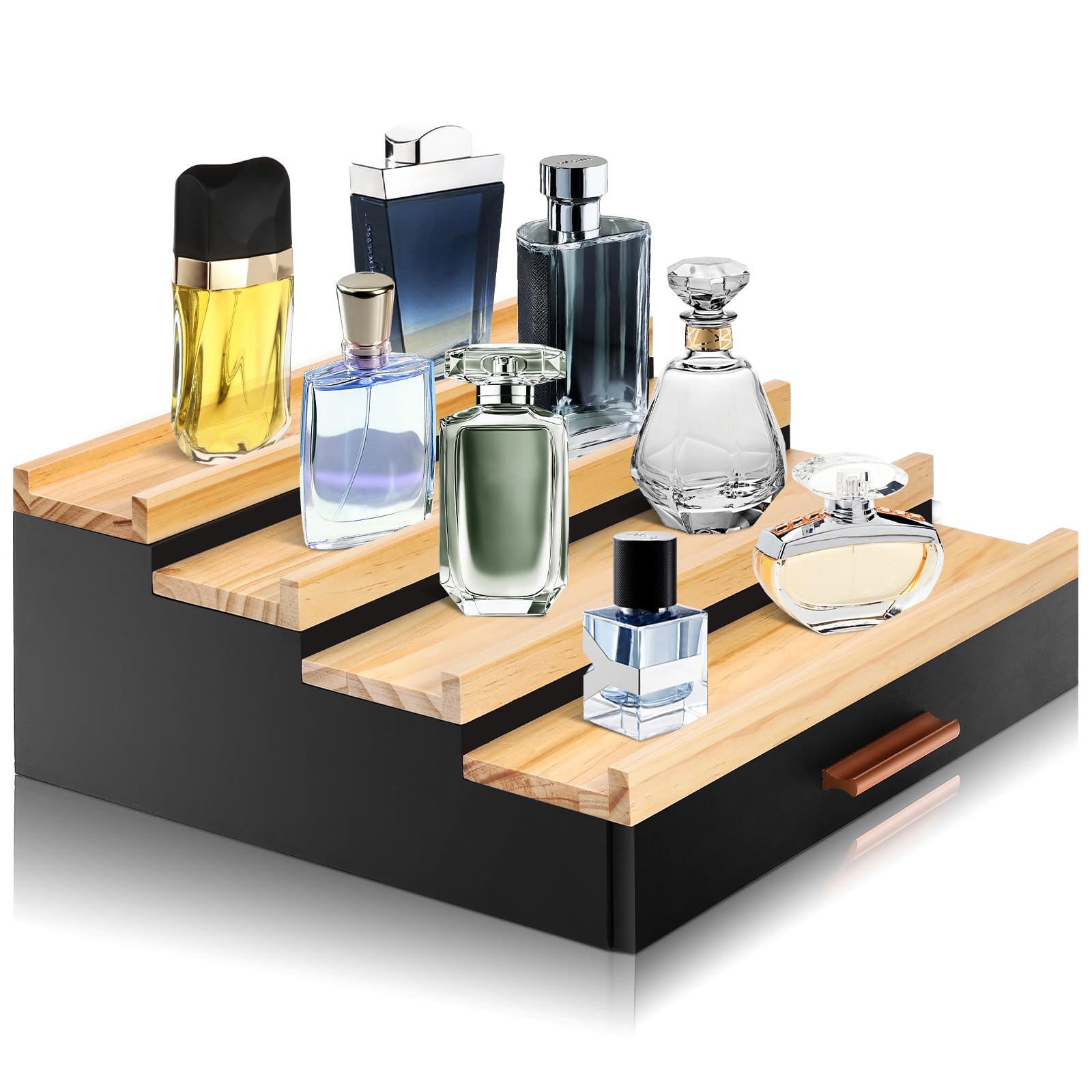 Cologne Organizer for Men, 4 Tier of Elevated Cologne Display Shelf ...