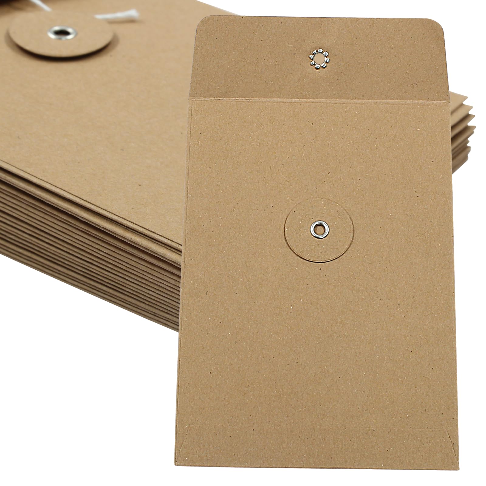 Cardboard Envelopes Vintage Brown Button & String Closure Brown String