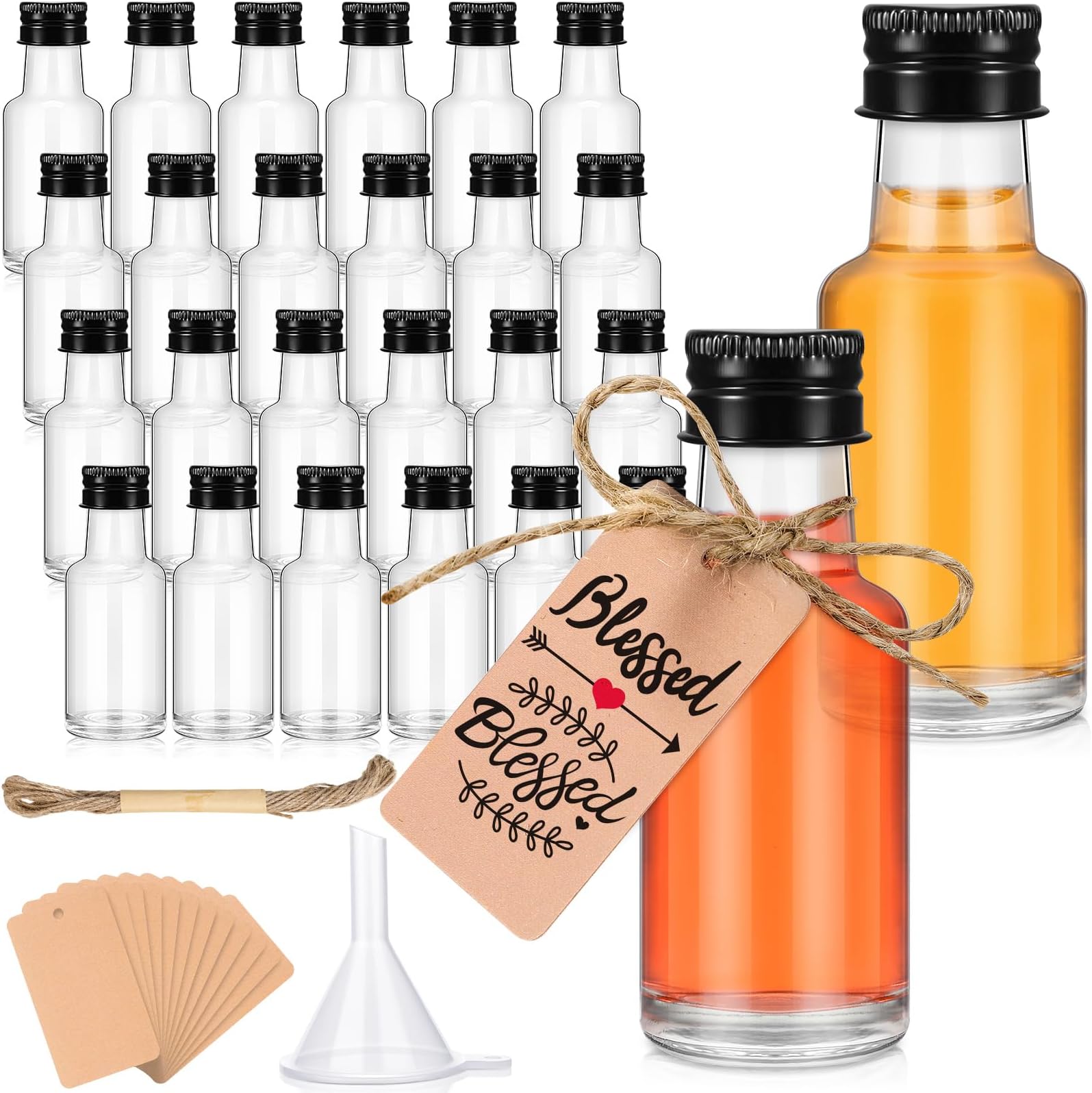 Amazon.com | Didaey 36 Pcs Glass Mini Liquor Bottles Set,1 oz Mini ...