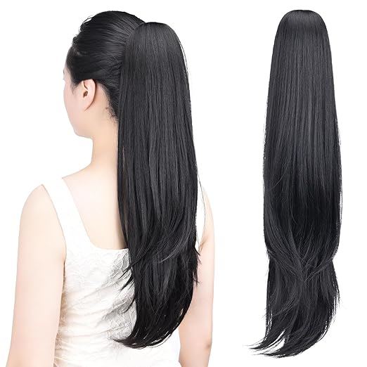 Amazon.com : Tiklans Black Ponytail Extension,24" Clip in Ponytail ...