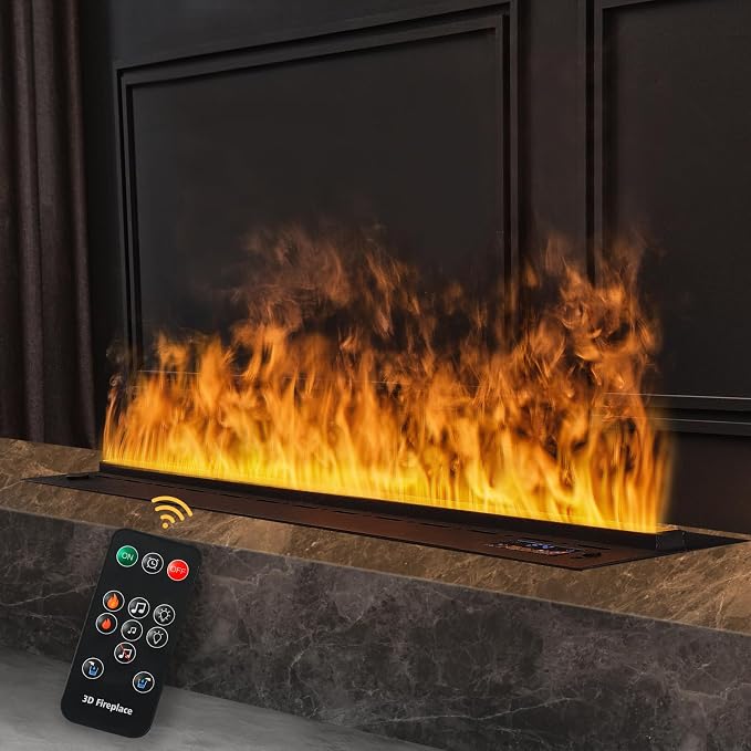 Amazon.com: 3D Atomized Fireplace Embedded with Flame Dimmable, Remote ...