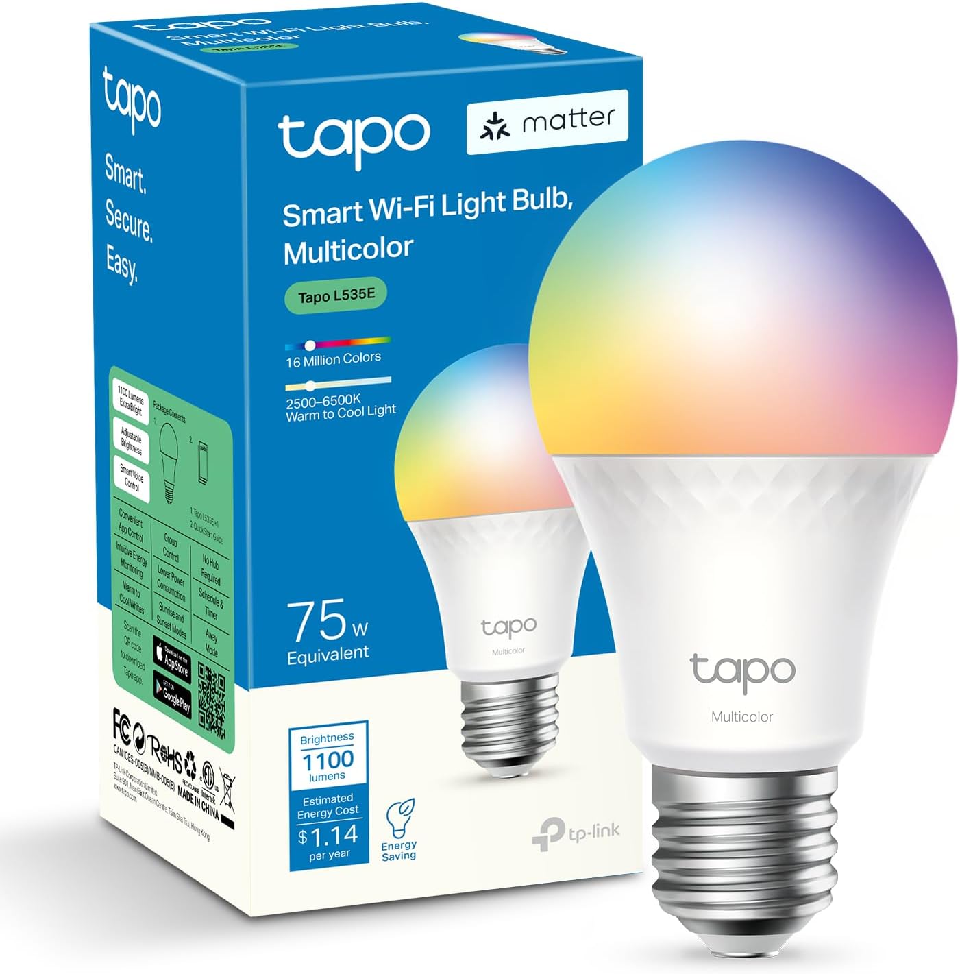 Amazon.com: Tapo TP-Link Smart Light Bulbs, 1100 Lumens High Brightness ...