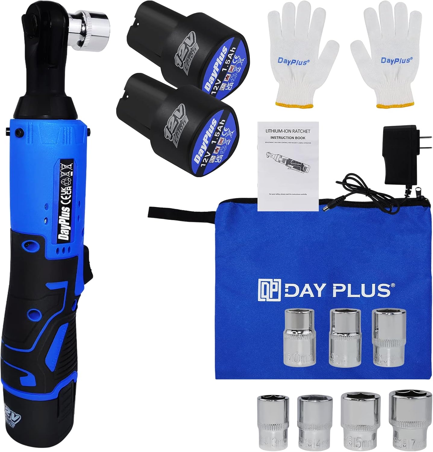 Cordless Ratchet 30 Ft-lbs High Torque 3200 RPM 12V Electric Ratchet ...