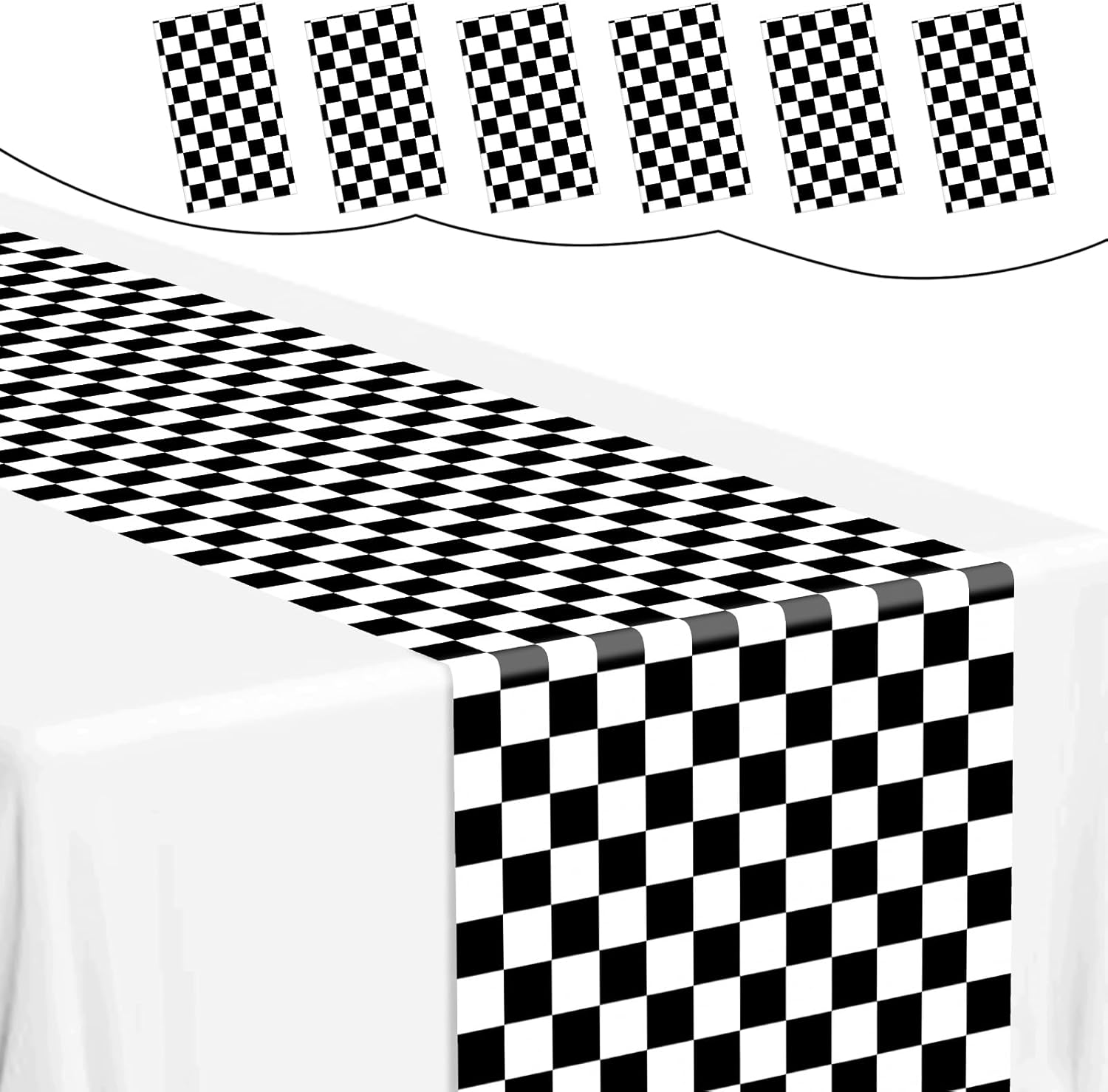Amazon.com: Mwellewm 6 Pcs Checkered Table Runner 14x108 Inch Plastic ...