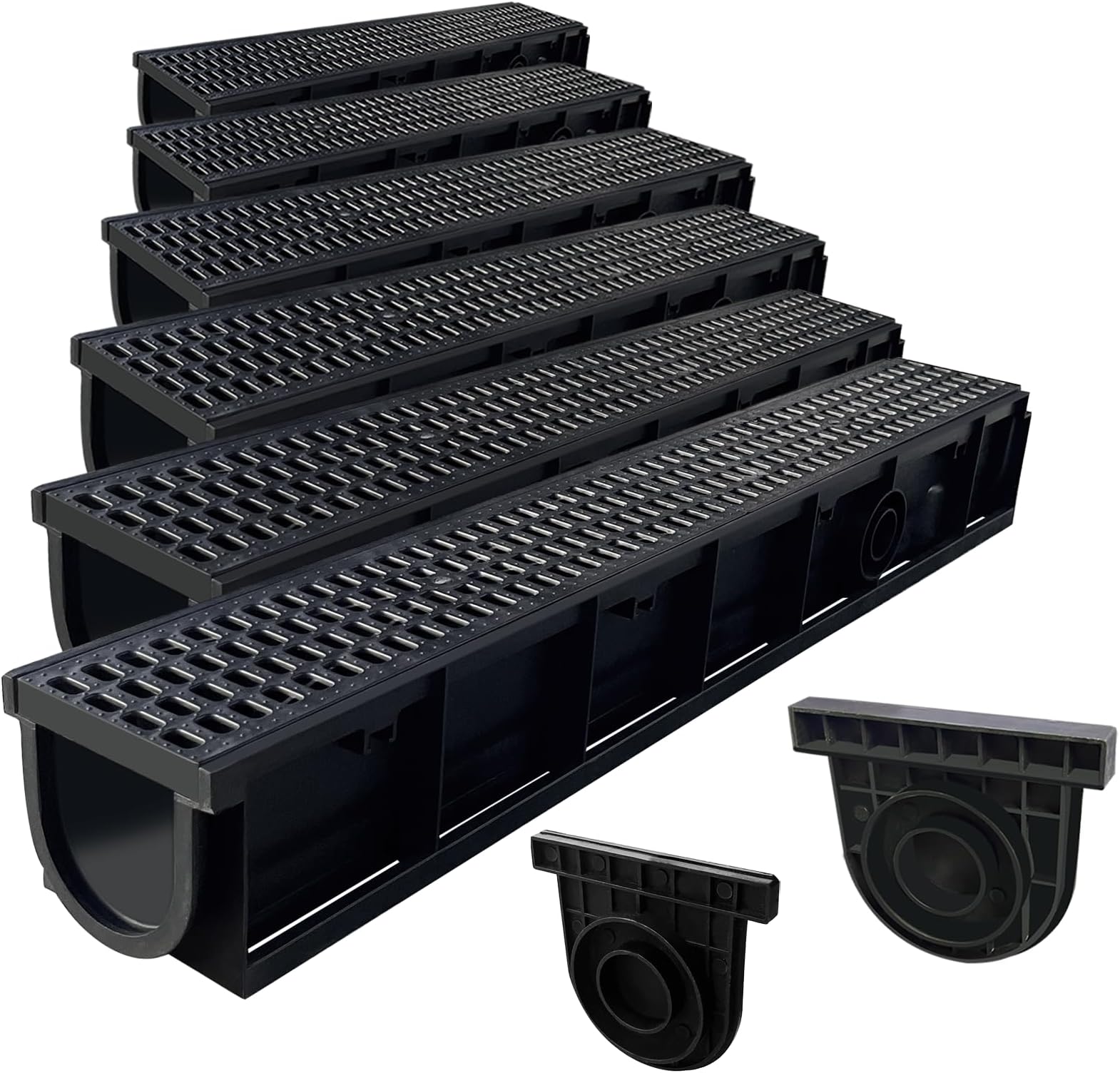 Polylok Heavy Duty Trench Drain 90 Degree Corner & Grate - Black ...