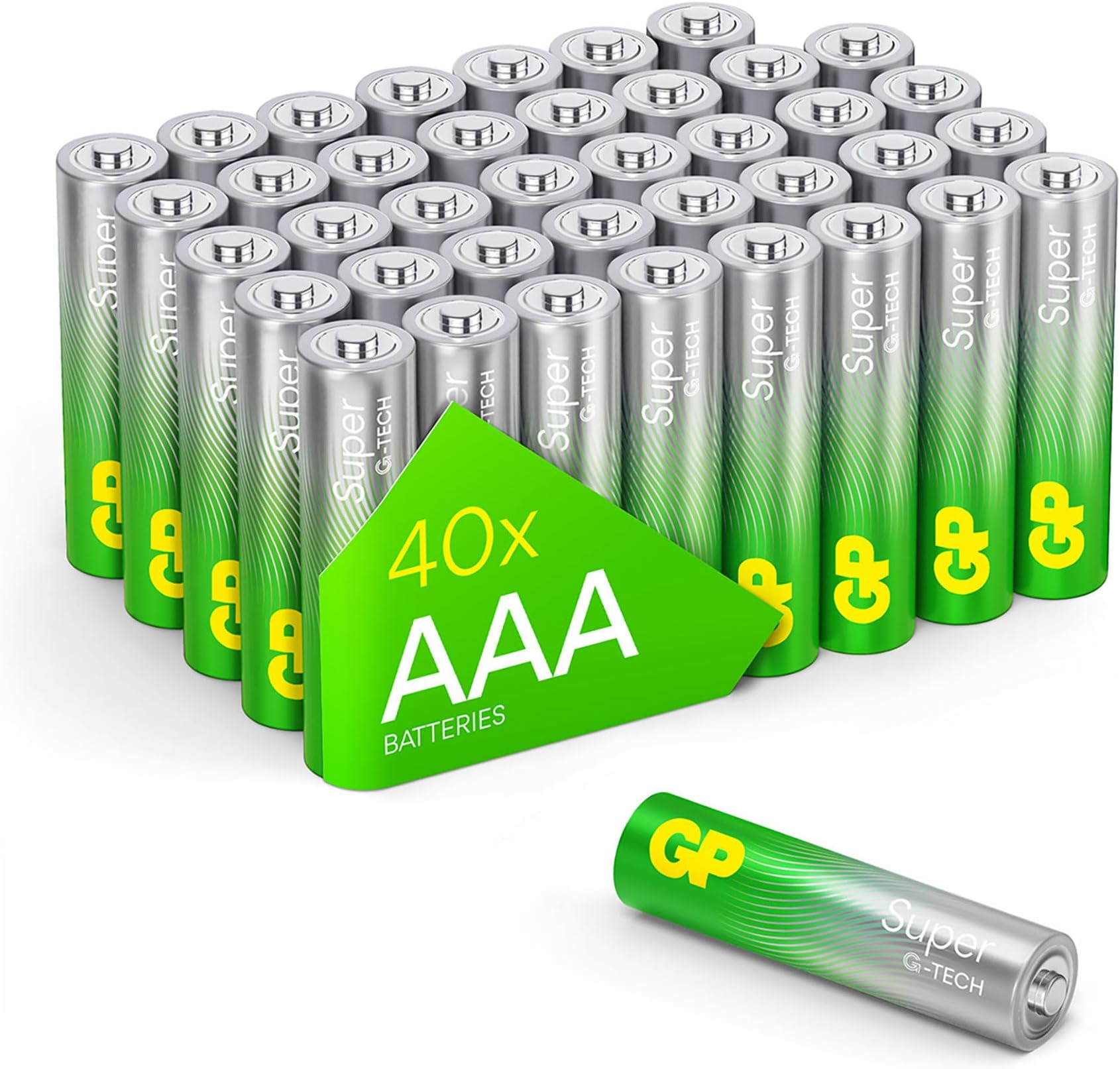 GP Batteries AAA (Micro, LR03) 1.5V, pack of 40, super alkaline long ...