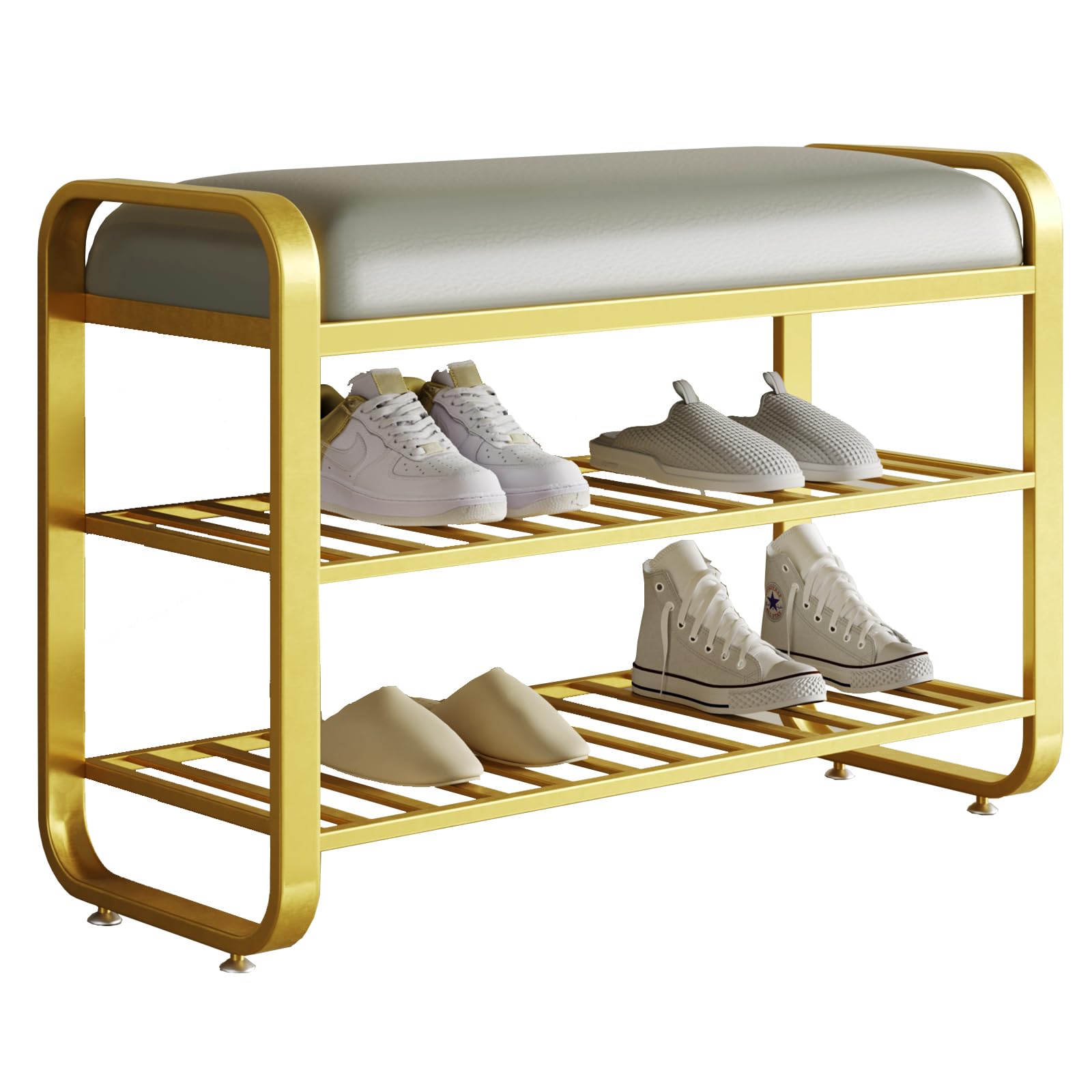 Amazon.com: BUZUEY Shoe Bench,Entryway 3-Tier Metal Shoe Organizer with ...