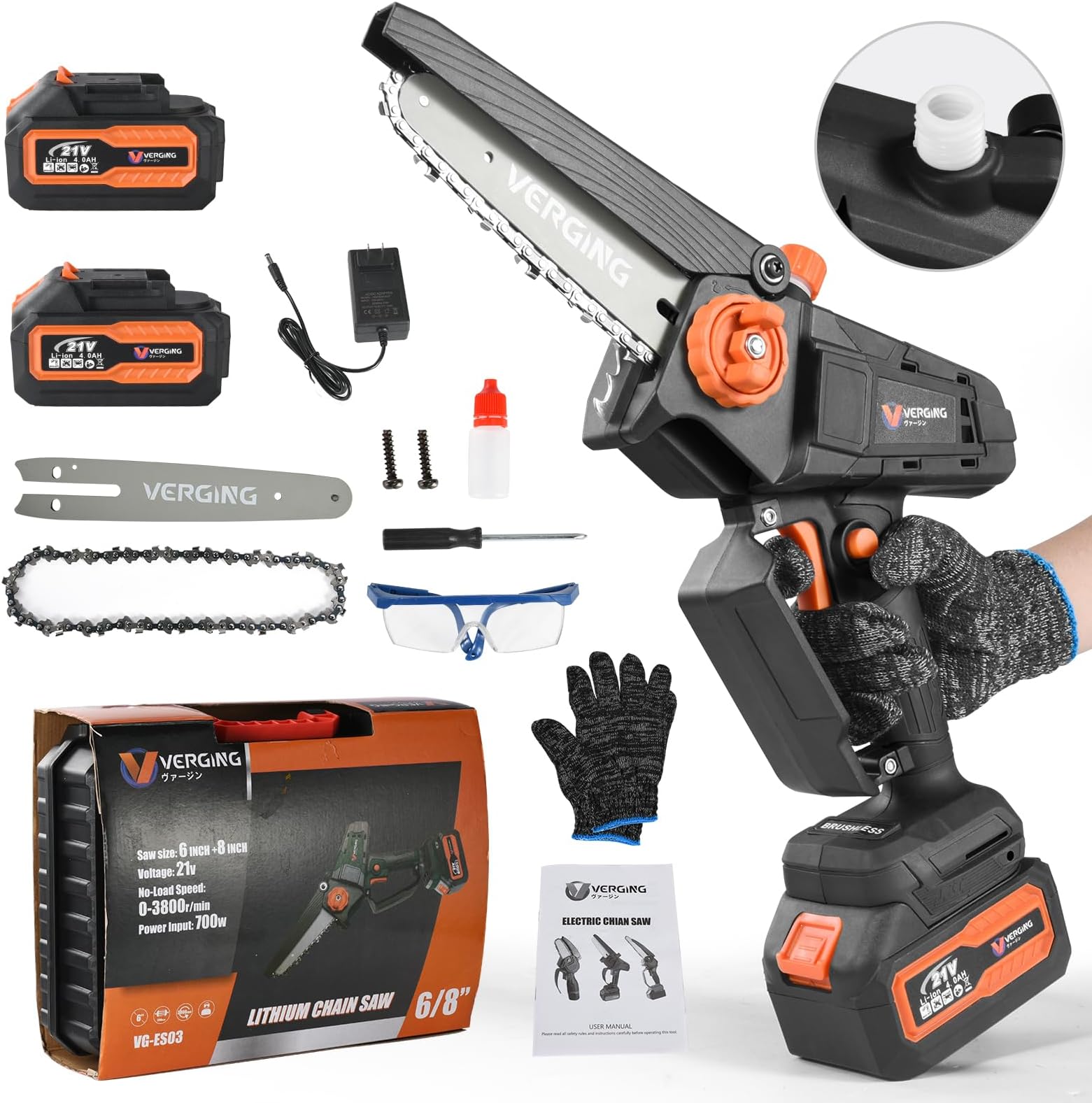 Amazon.com: WISETOOL Mini Chainsaw Cordless 8 Inch Electric Chain Saw ...
