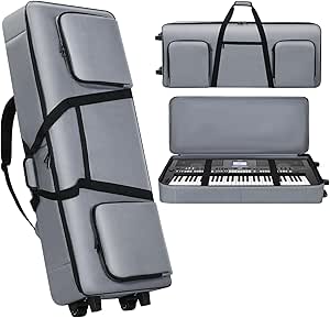 Amazon.com: 61 Key Keyboard Case with Wheels丨Portable Padded Keyboard ...