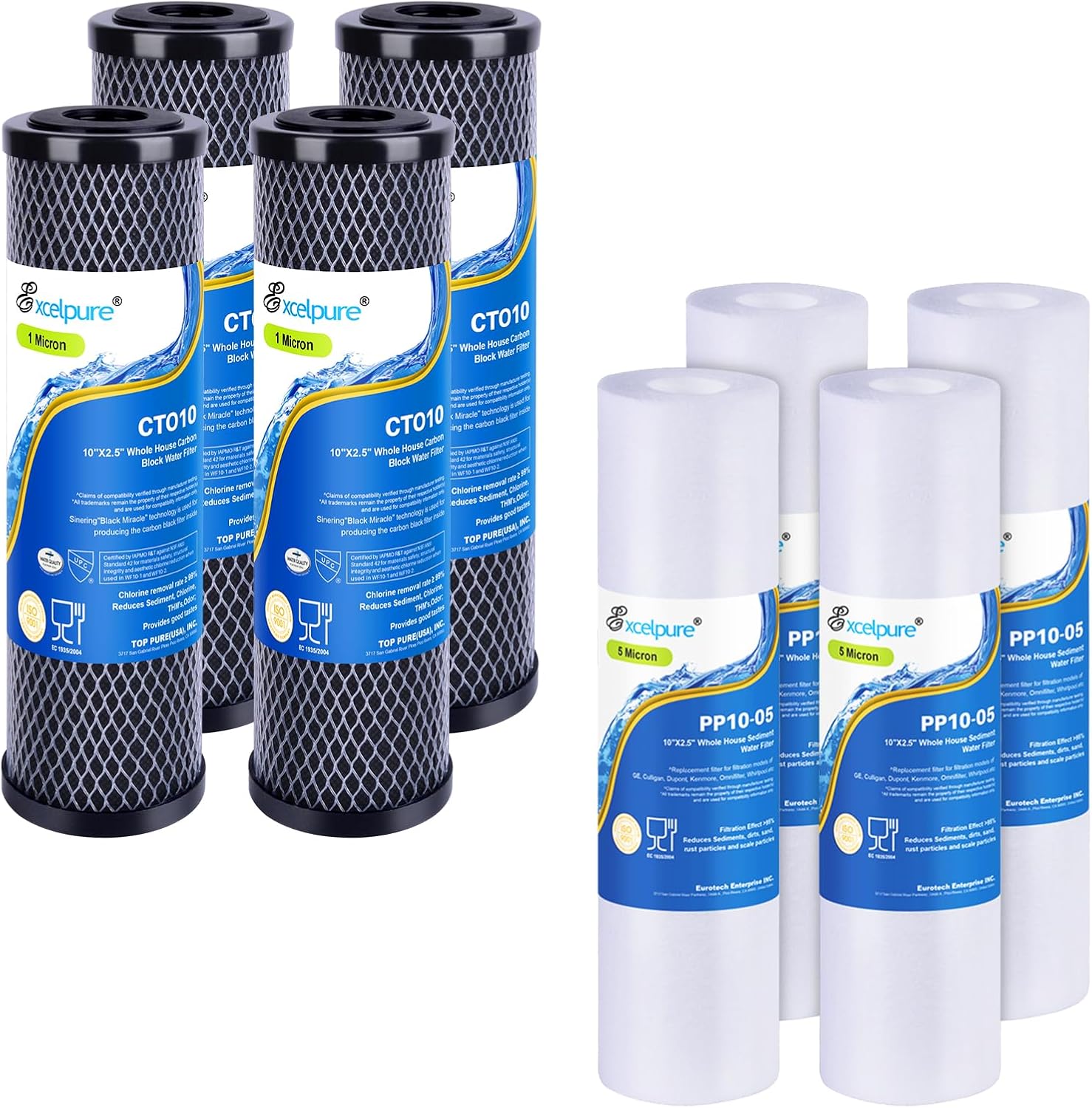Amazon.com: EXCELPURE 1 Micron 10" x 2.5" Whole House CTO Carbon Water ...
