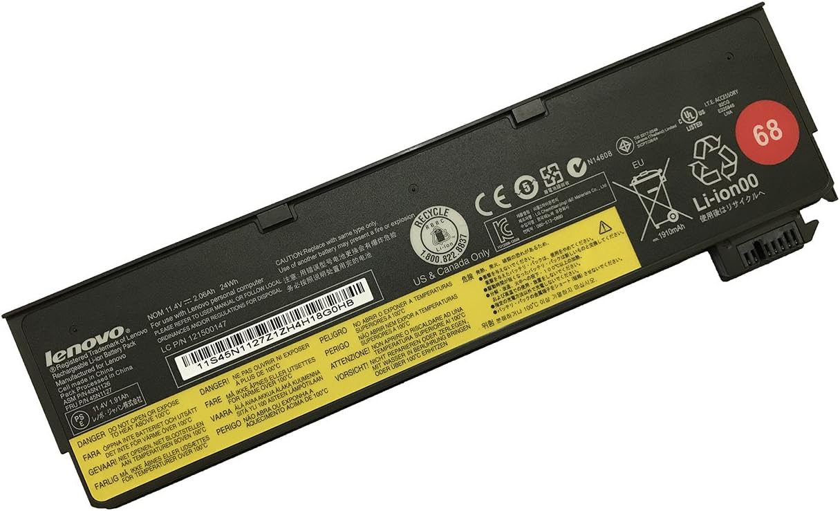 Amazon.com: LENOVO 11.4V 24Wh 68 3-Cell Battery 0C52861 45N1124 45N1775 ...