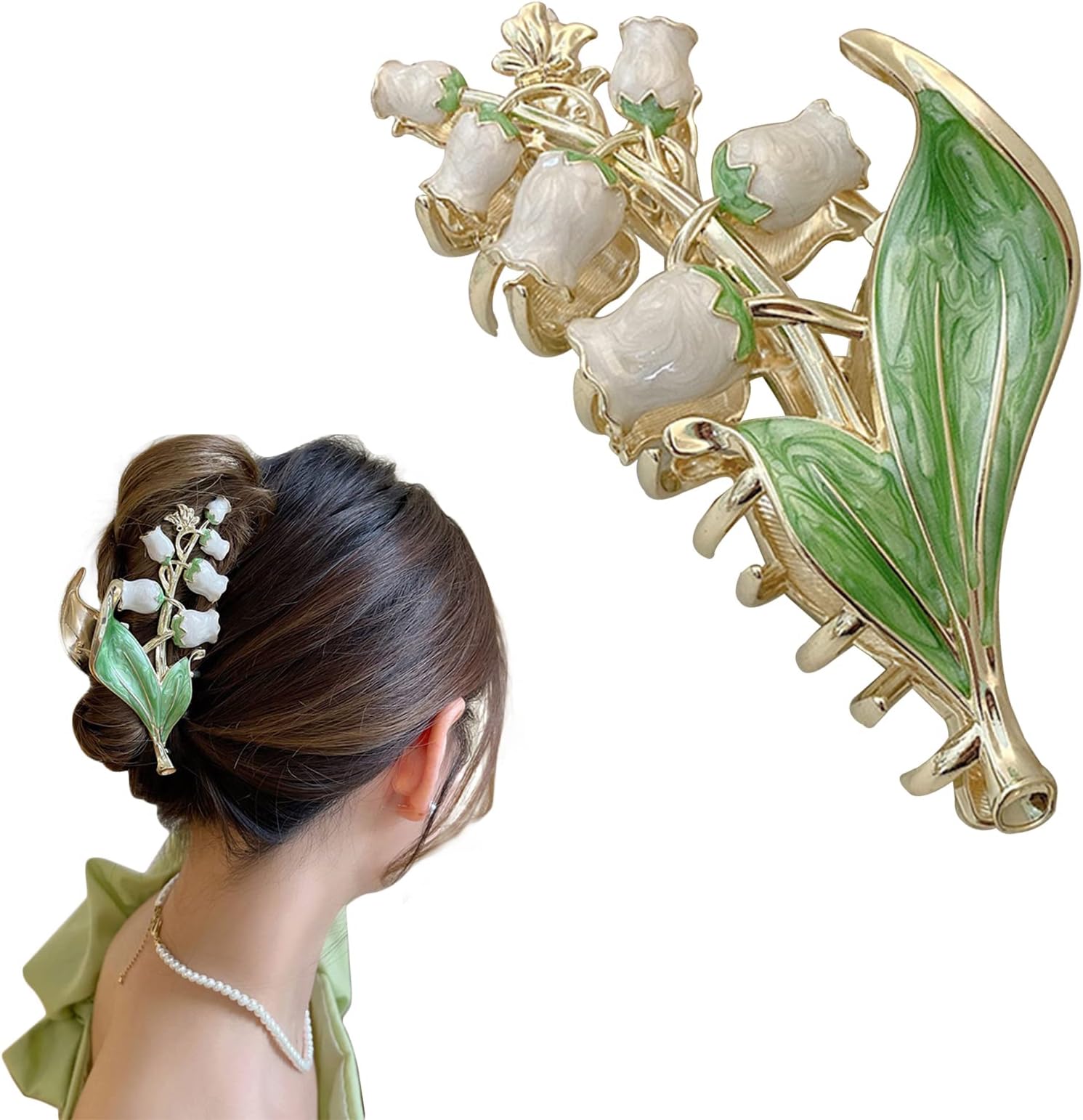 Amazon.com: Flower Claw Clip | Metal Hair Clips for Women | White ...