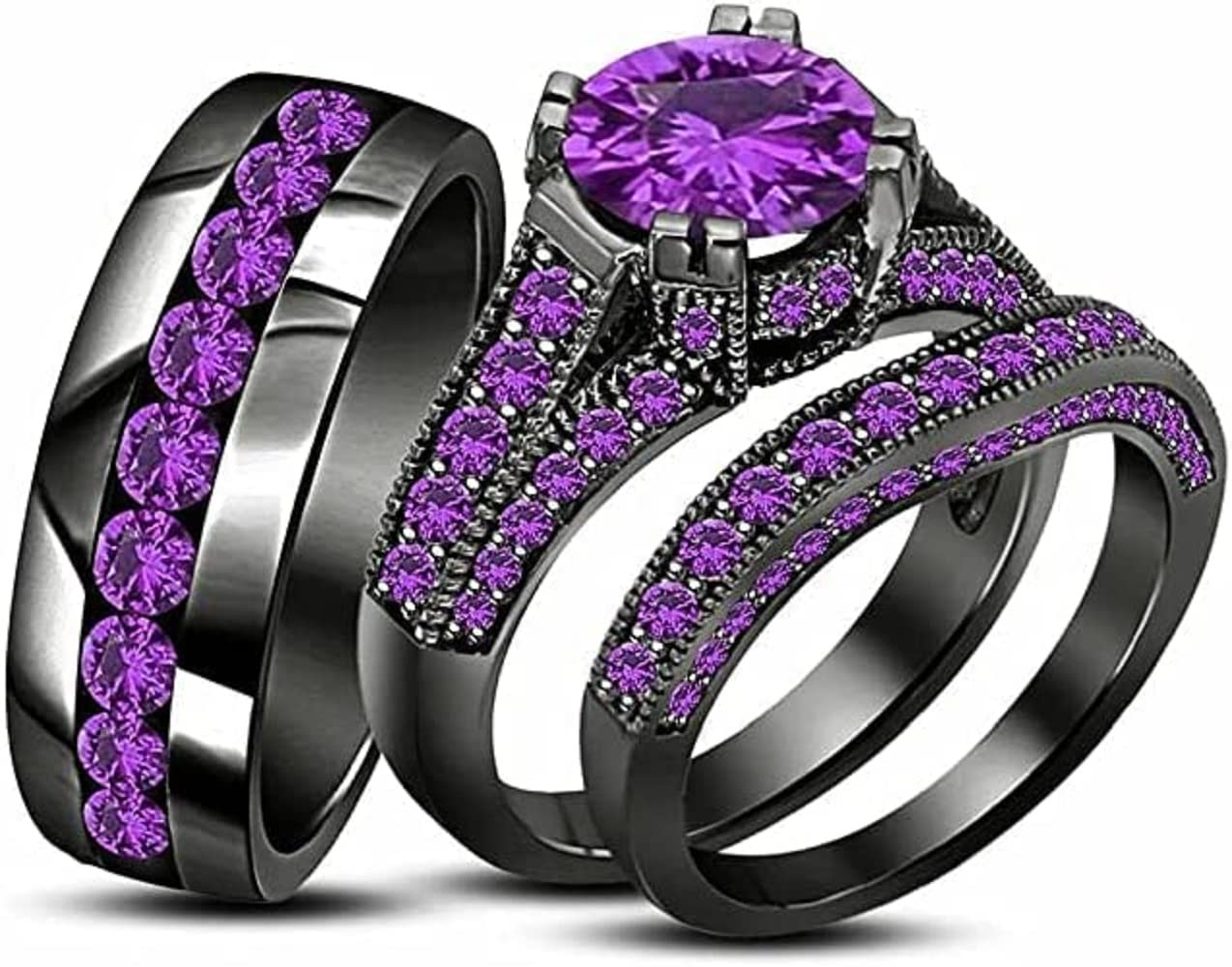 Purple diamond wedding ring sets 60 photos - Vianawedding.com