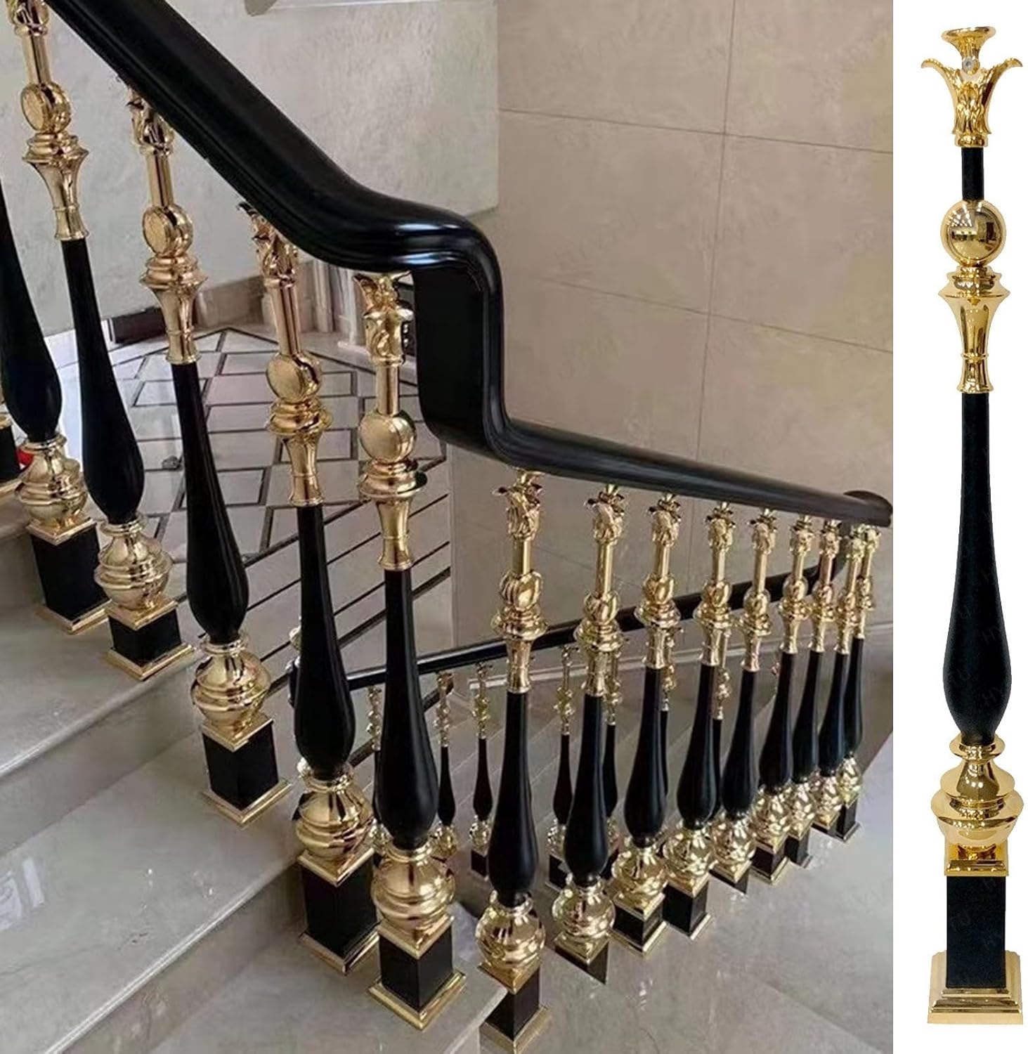 Amazon.com: Black Gold Indoor Stair Balusters Post Spindles, Adjustable ...