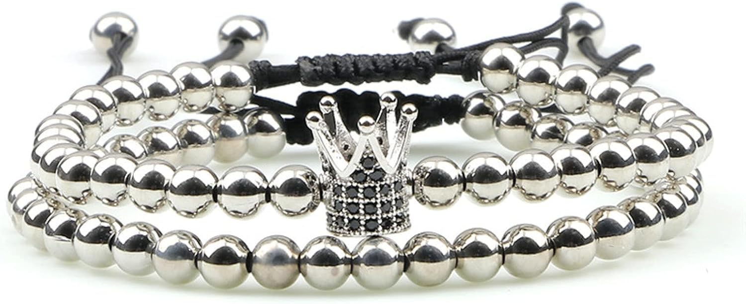GTHT Men Bracelets Bracelet Set Crown Brai Charm Copper Bead Year-end gift