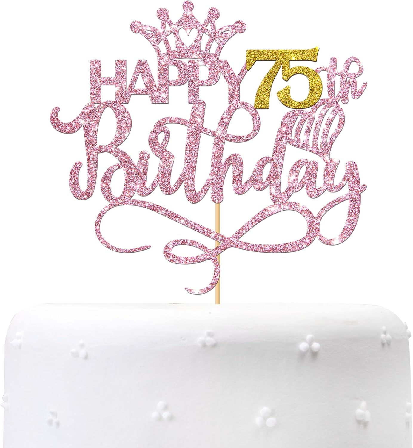 Amazon.com: Happy 75th Birthday Cake Topper for Women, Pink & Gold ...