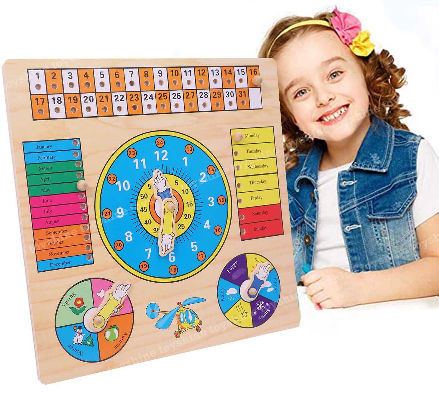 Toyshine Kids Complete Time And Seasons Wooden Puzzle Toy, Educational ...