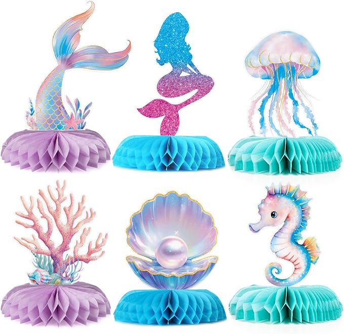 Amazon.com: 6pcs Mermaid Birthday Table Decorations Mermaid ...