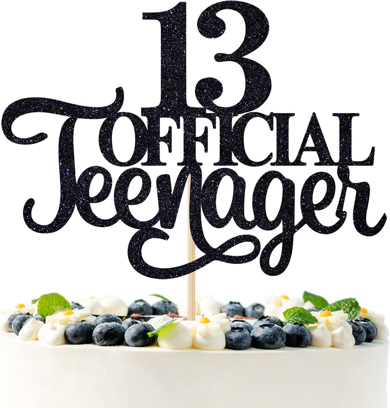 Amazon.com: Black Glitter 13 Official Teenager Cake Topper, Official 13 ...