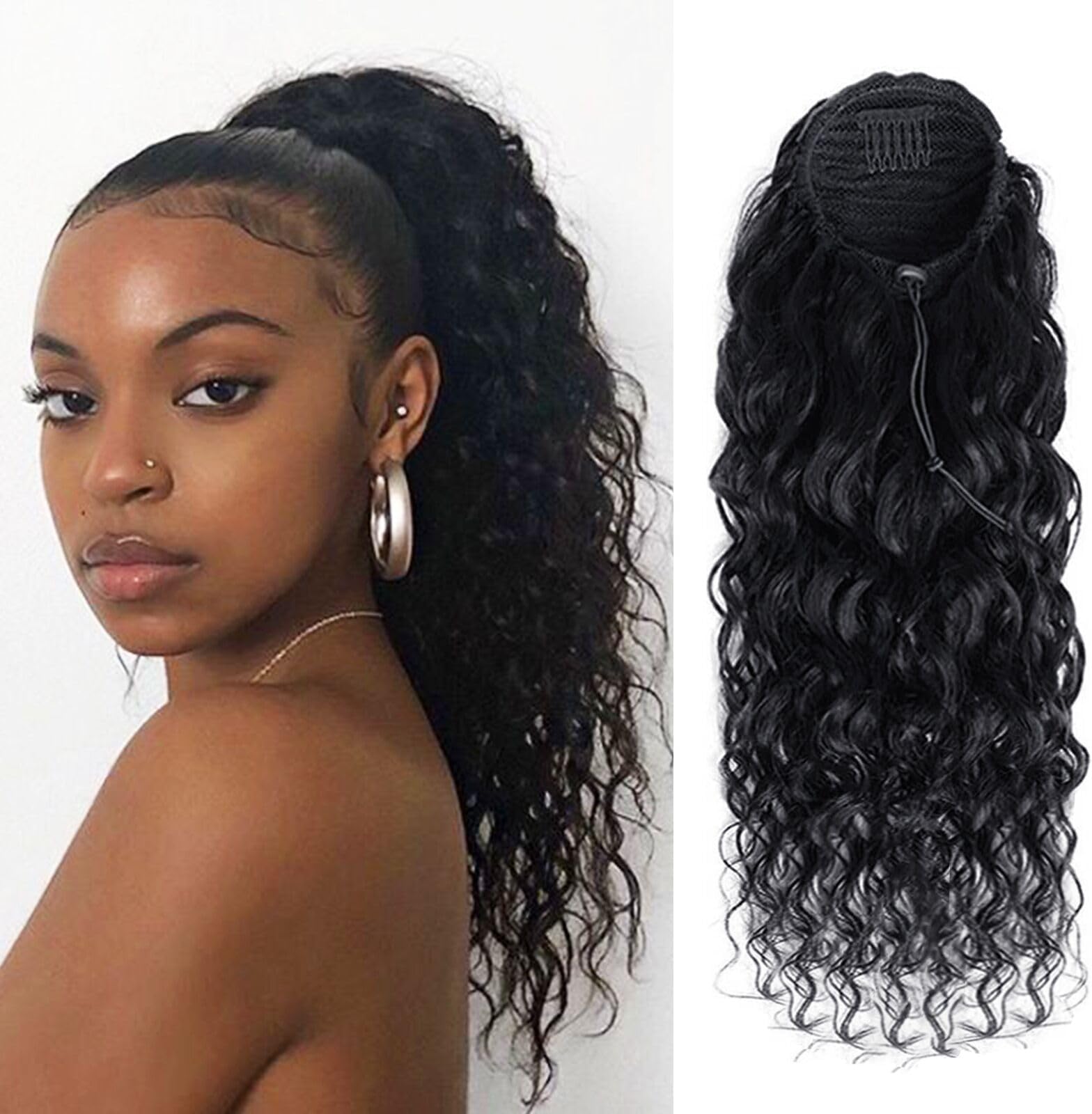 Amazon.com : SAKALAKA Ponytail Extension Human Hair Clip in Pony Tail ...