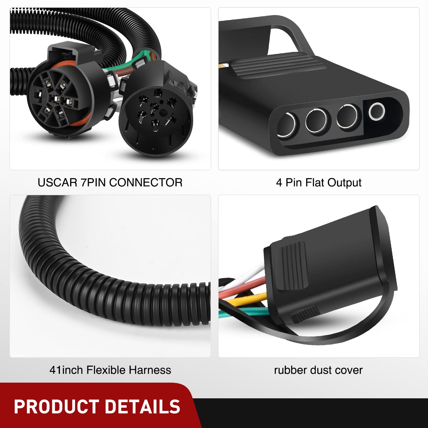 Snapklik.com : Nilight USCAR 7 Pin To 4-Pin Trailer Wiring Harness ...