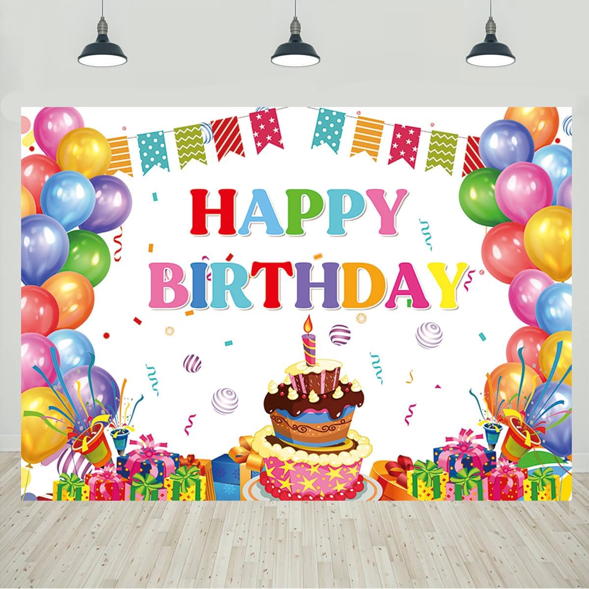 Amazon.com : Happy Birthday Banner Decorations Colorful Balloon ...