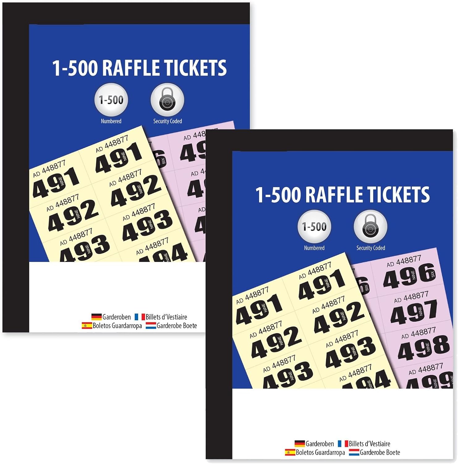 Raffle Cloakroom Number 1-500 Tickets Books Tombola Draw Easy Tear ...