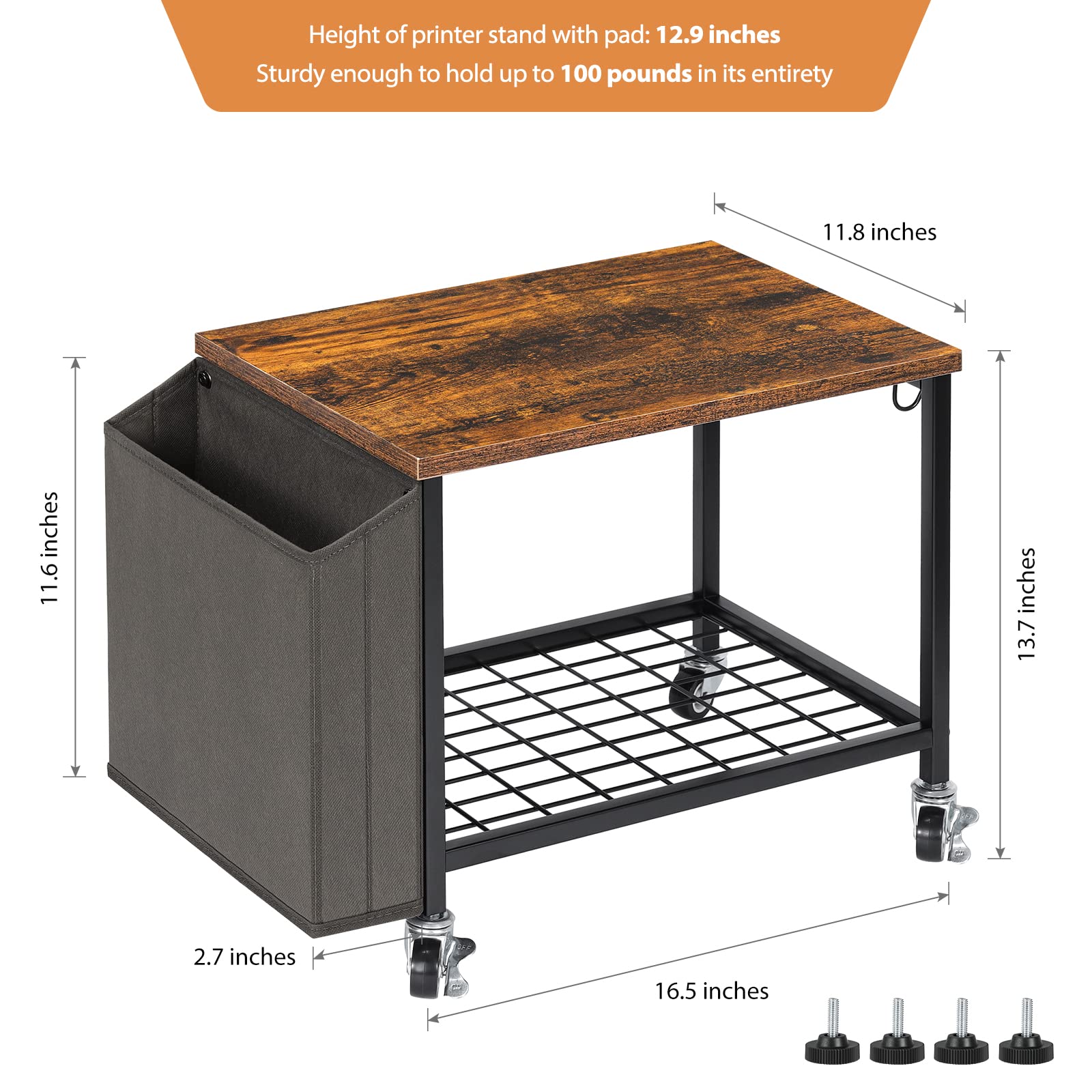 Snapklik.com : CADUKE Printer Stand 2 Tier Printer Cart