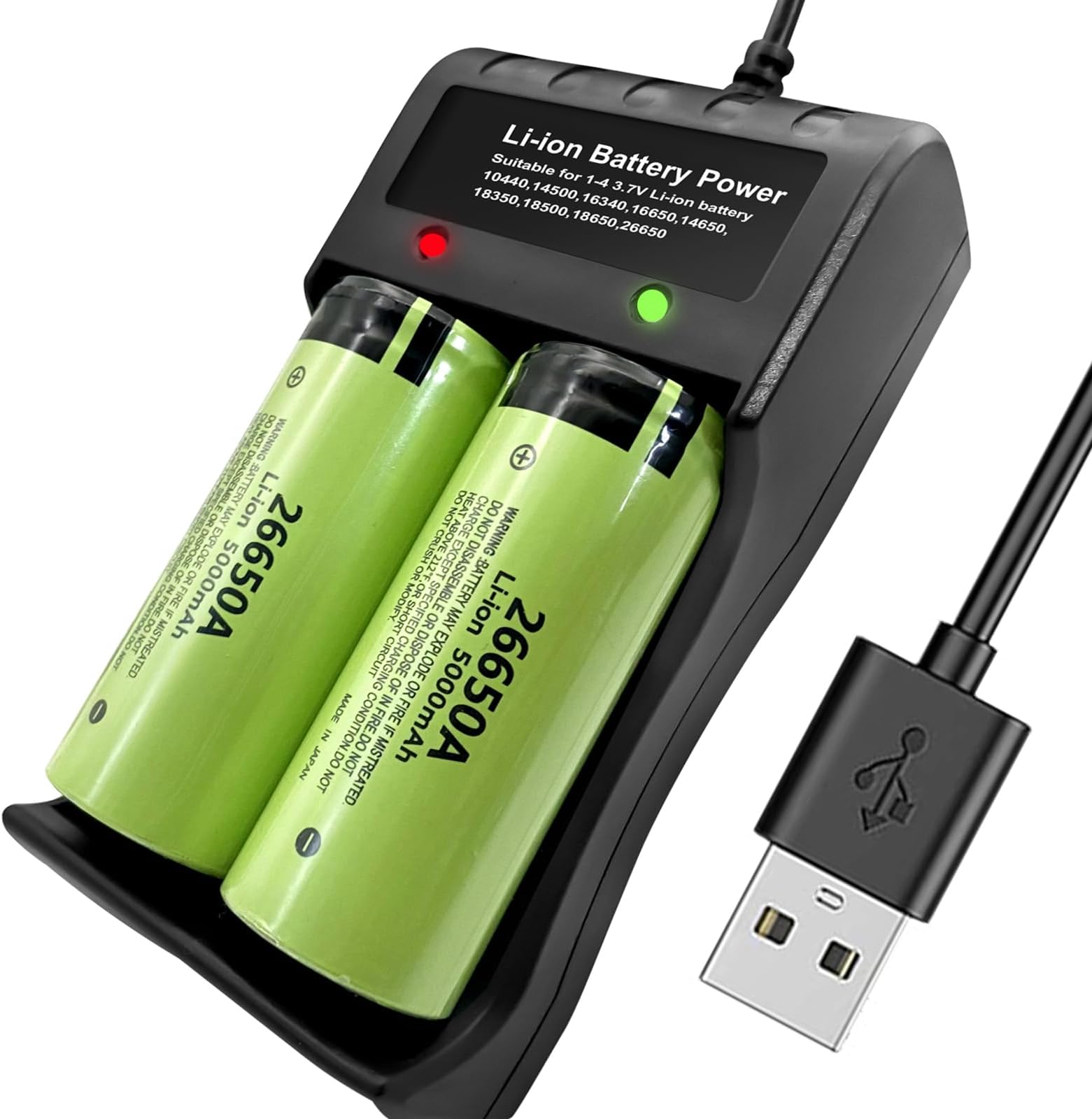 Amazon.com: 26650 Rechargeable Battery Charger USB Single Slot Charger ...