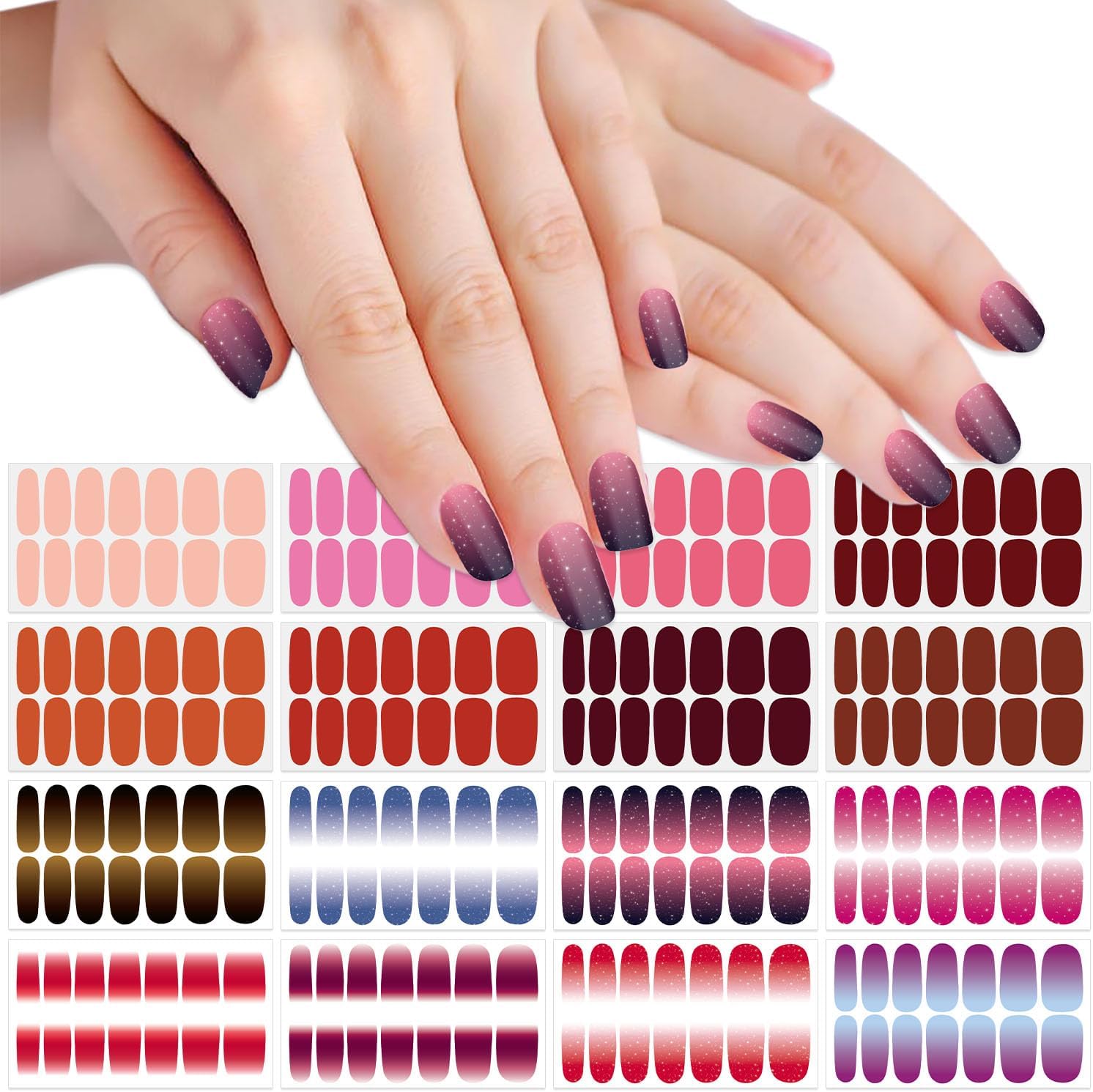 Amazon.com: SILPECWEE 16 Sheets Nail Polish Stickers Full Nail Wraps ...