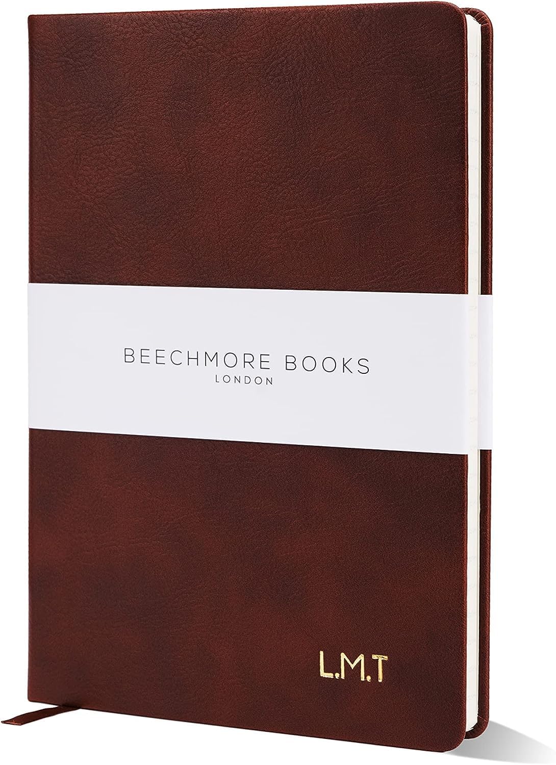 Beechmore Books Monogram Notebook - XL A4 - Brown | Personalized Vegan ...