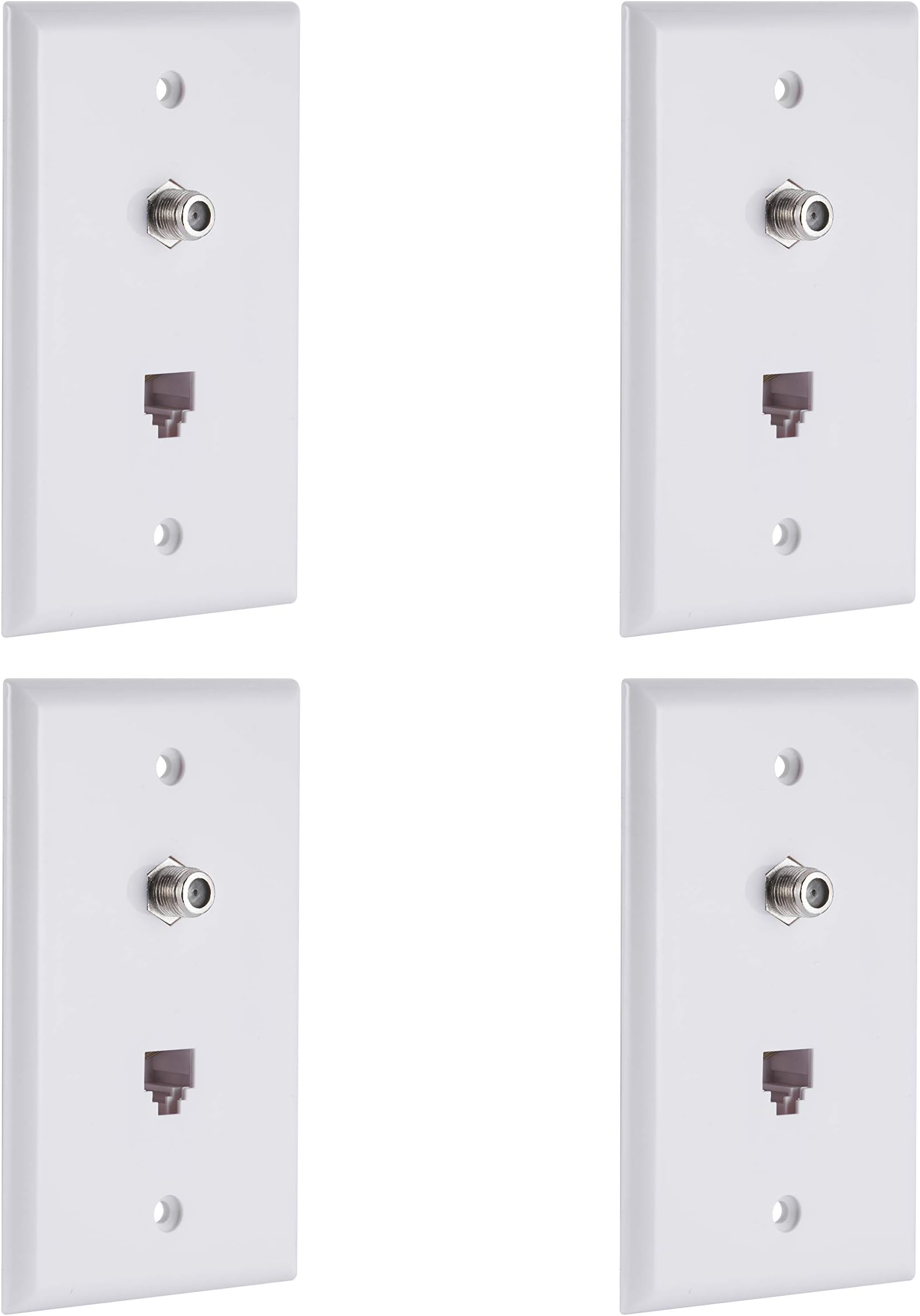 Amazon.com: GE Coaxial and Telephone Wall Plate, 4 Pack, 1 F-Type Coax ...