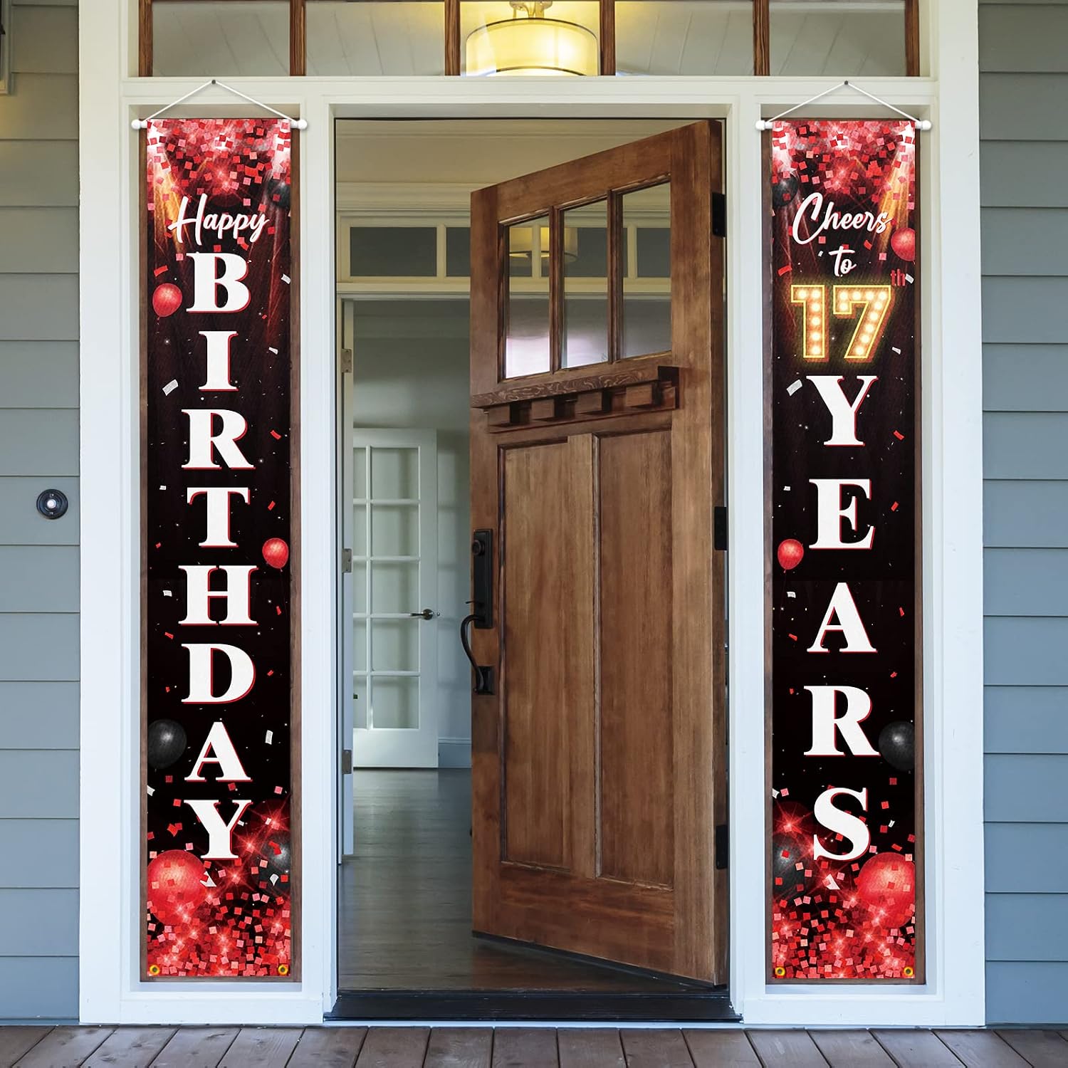 Amazon.com: 5665 Happy 17th Birthday Porch Sign Door Banner Decor Red ...