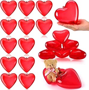 12 Pack Heart Shaped Valentine Candy Boxes - 4.7inch Plastic Treat ...
