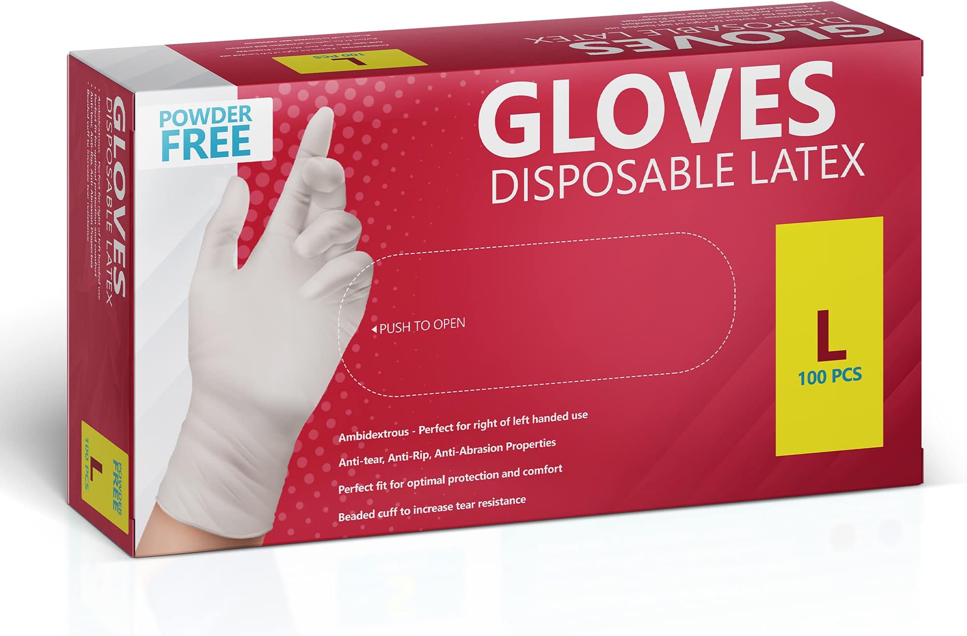 Amazon.com: Disposable Latex Gloves, Powder Free Size Large, 100 gloves per box : Health & Household