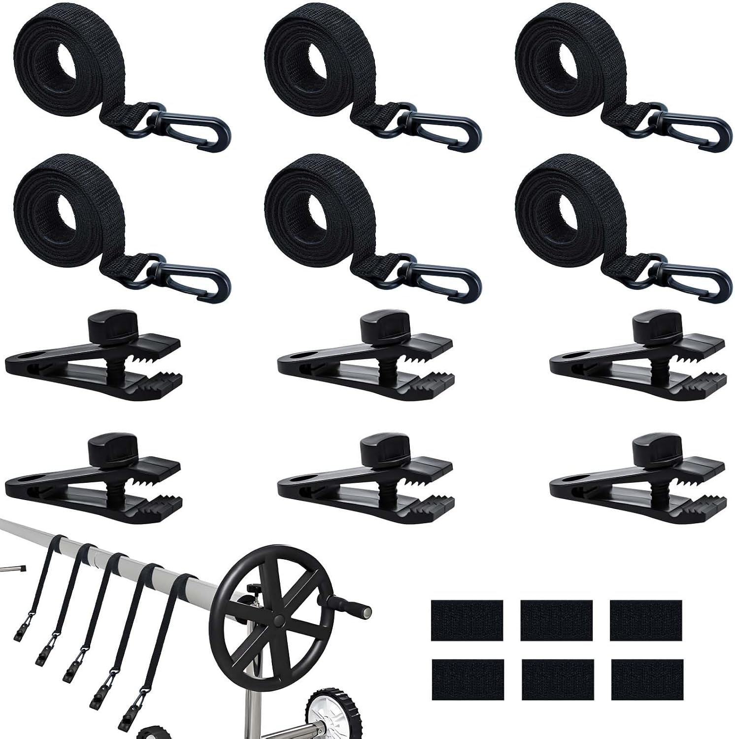 Amazon.com: 18Pcs Upgraded Pool Solar Cover Reel Straps Pool Cover Reel ...