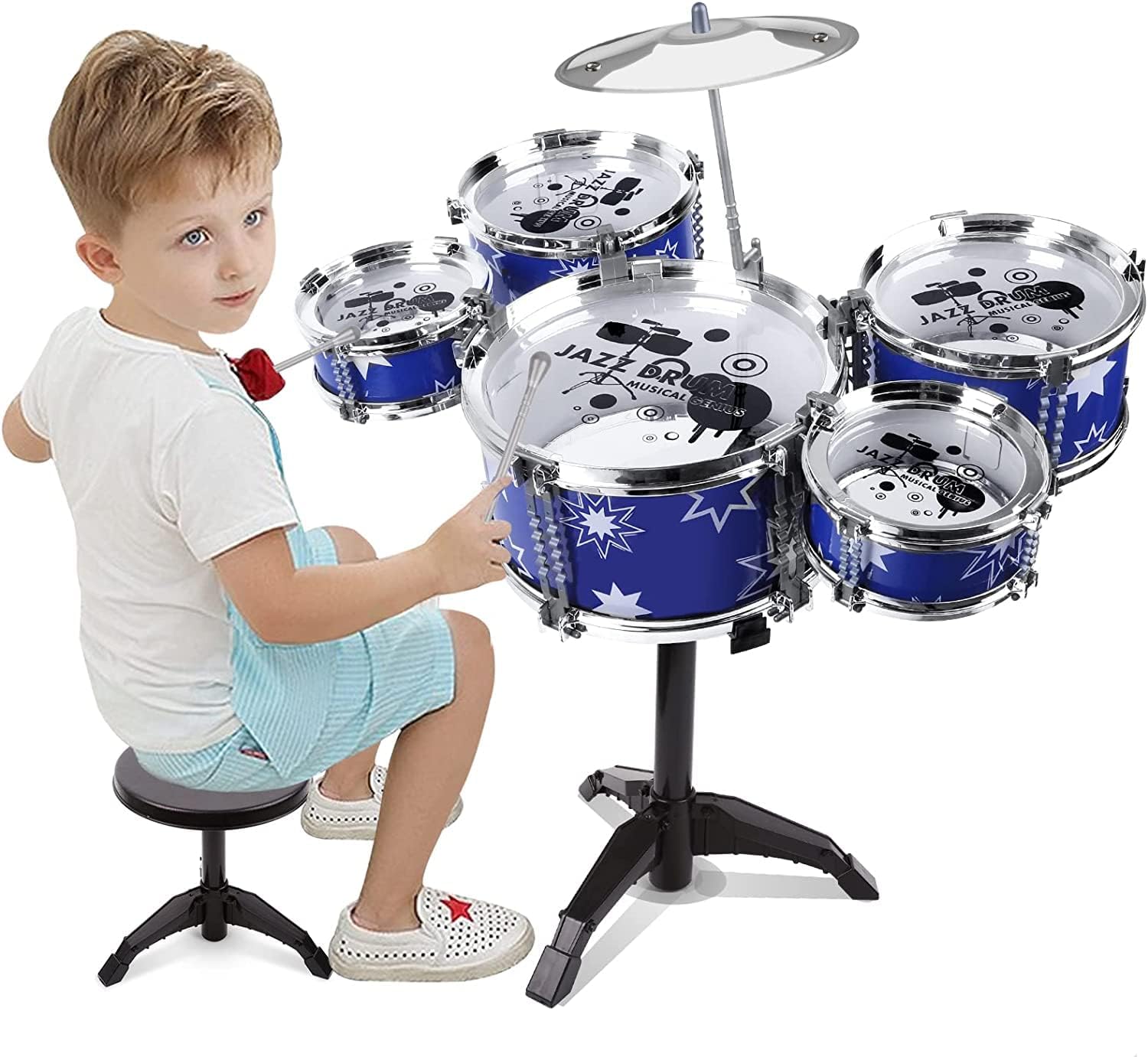 Amazon.com: TWFRIC Toy Drum Set for Kids Toddler Jazz Drum Kit for 3 ...