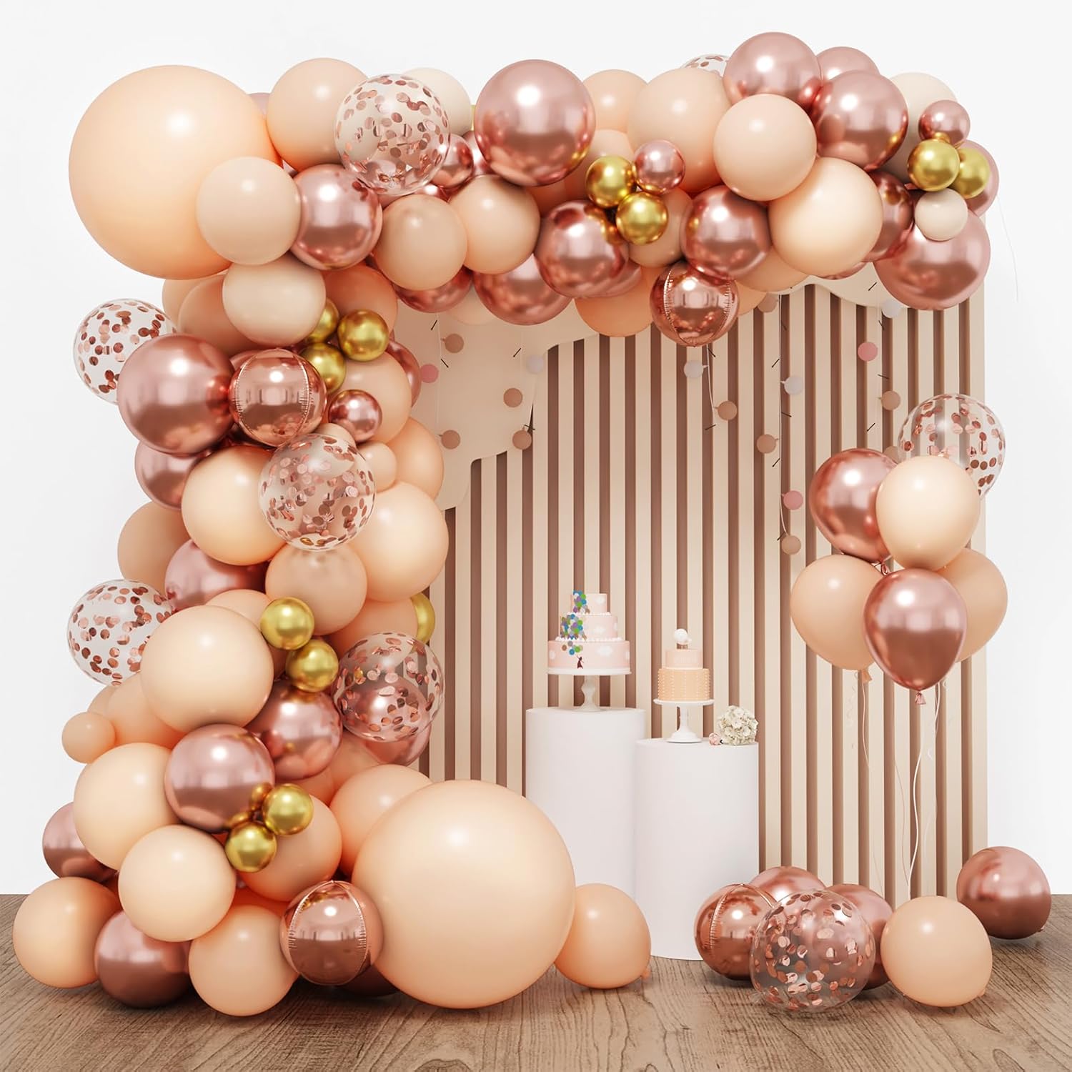 Amazon.com: RUBFAC 143pcs Rose Gold Balloon Arch Kit Nude Pastel Pink ...