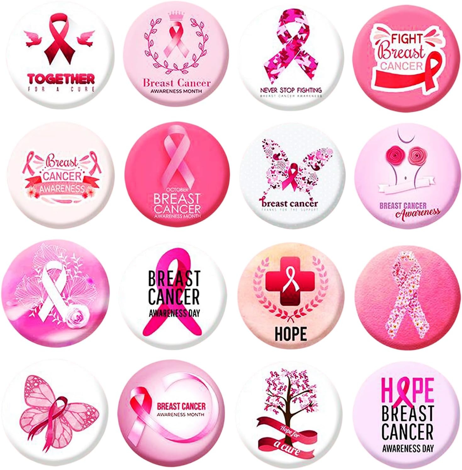Amazon.com: LOONELO 32pcs Breast Cancer Awareness Buttons Badges, Pink ...