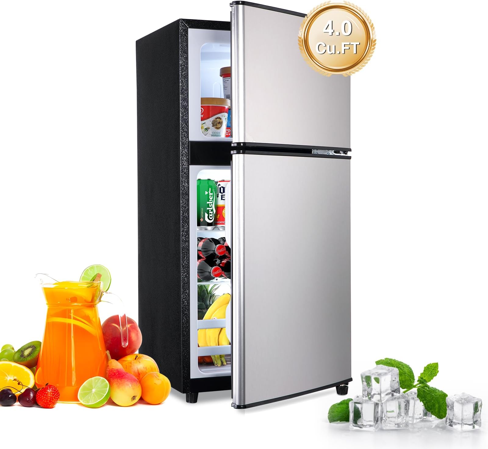 Amazon.com: Iorbur FLS-90-SILVER 4.0Cu.Ft Compact, Small Refrigerator ...