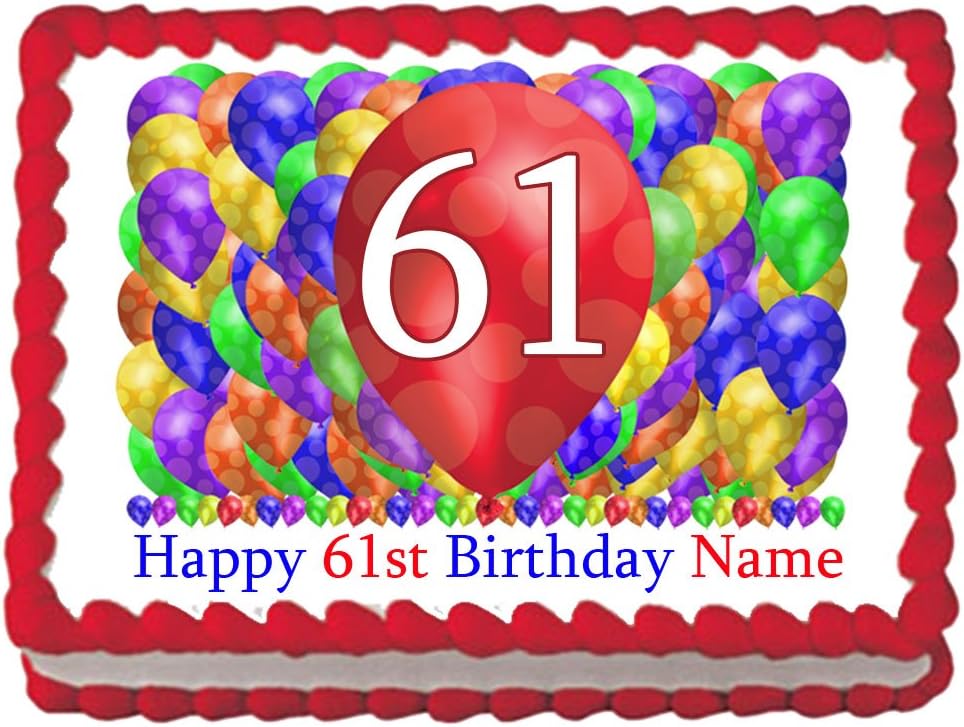 Amazon.com: 61ST Birthday Balloon Blast Edible Image (Each ...