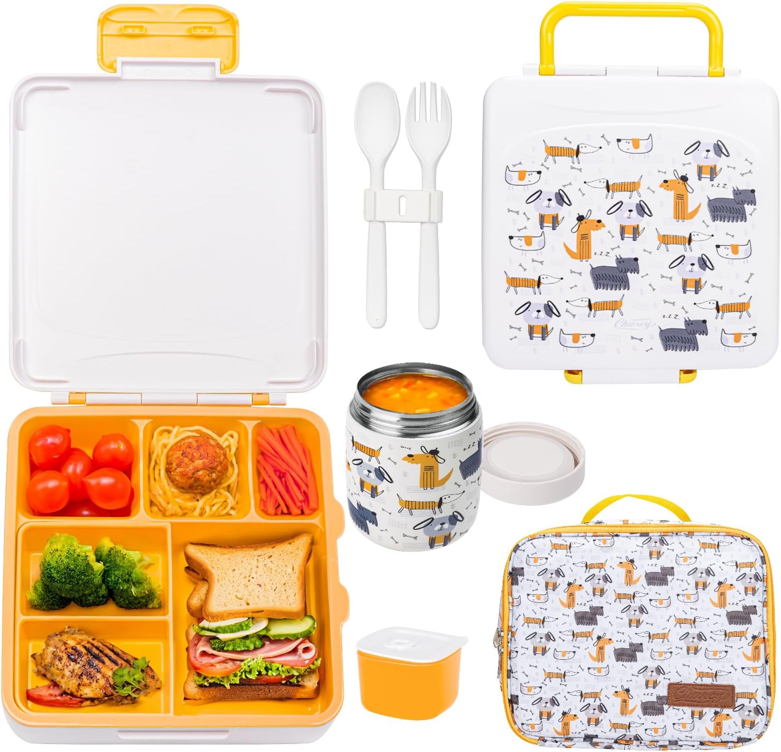 Amazon.com: Kids' Bento Lunch Set Featuring a 8oz Soup Thermo, Leak ...